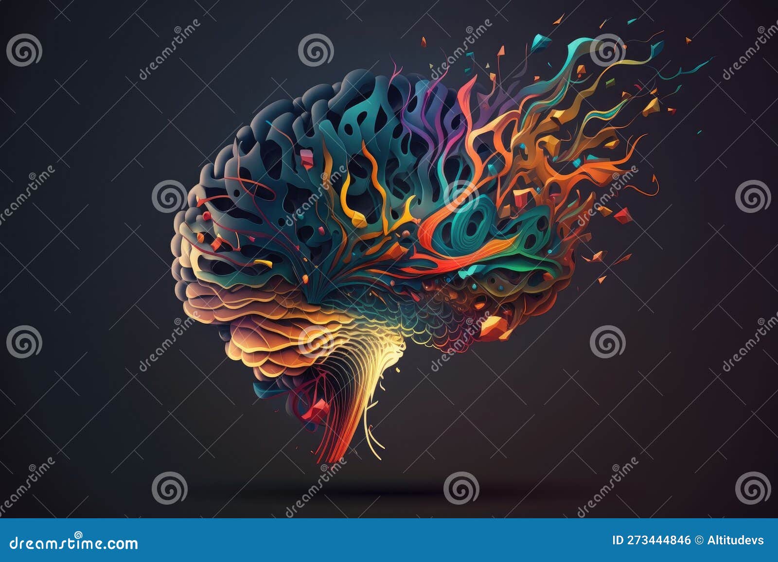 Creative Abstract Thoughts Brain on Dark Background Digital ...