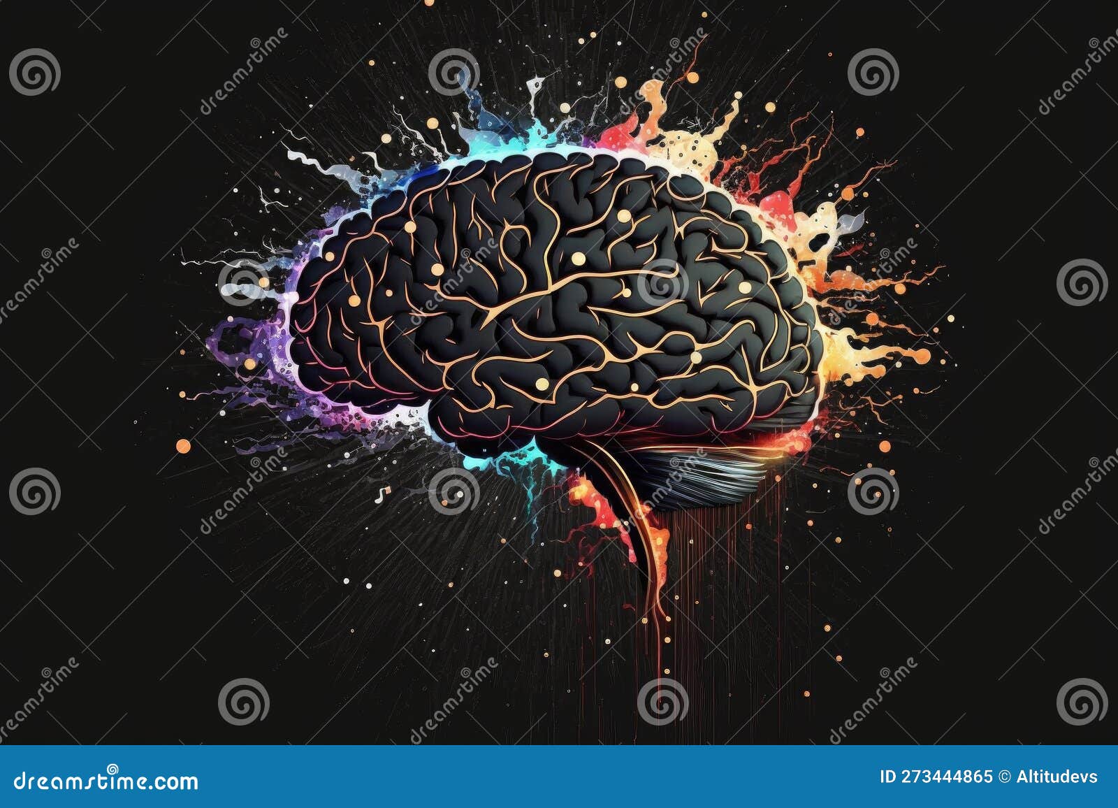 Creative Abstract Thoughts Brain on Dark Background Digital ...