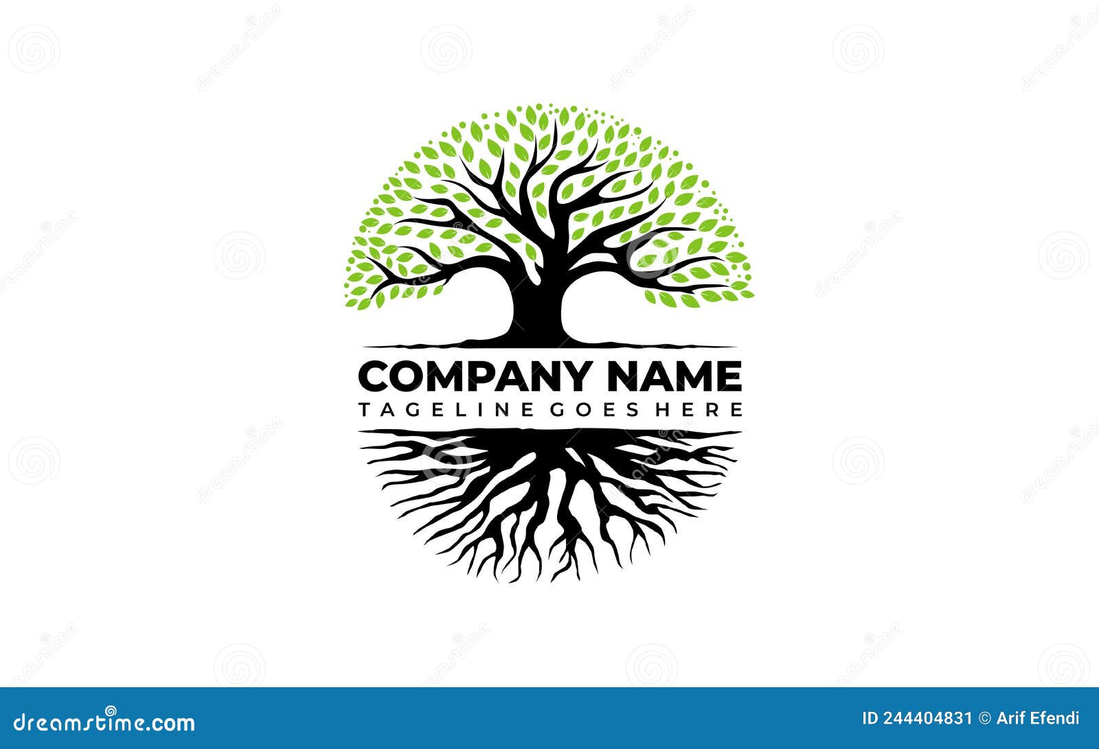 Creative Abstract Vector of Green Tree with Roots Vector Logo Design ...