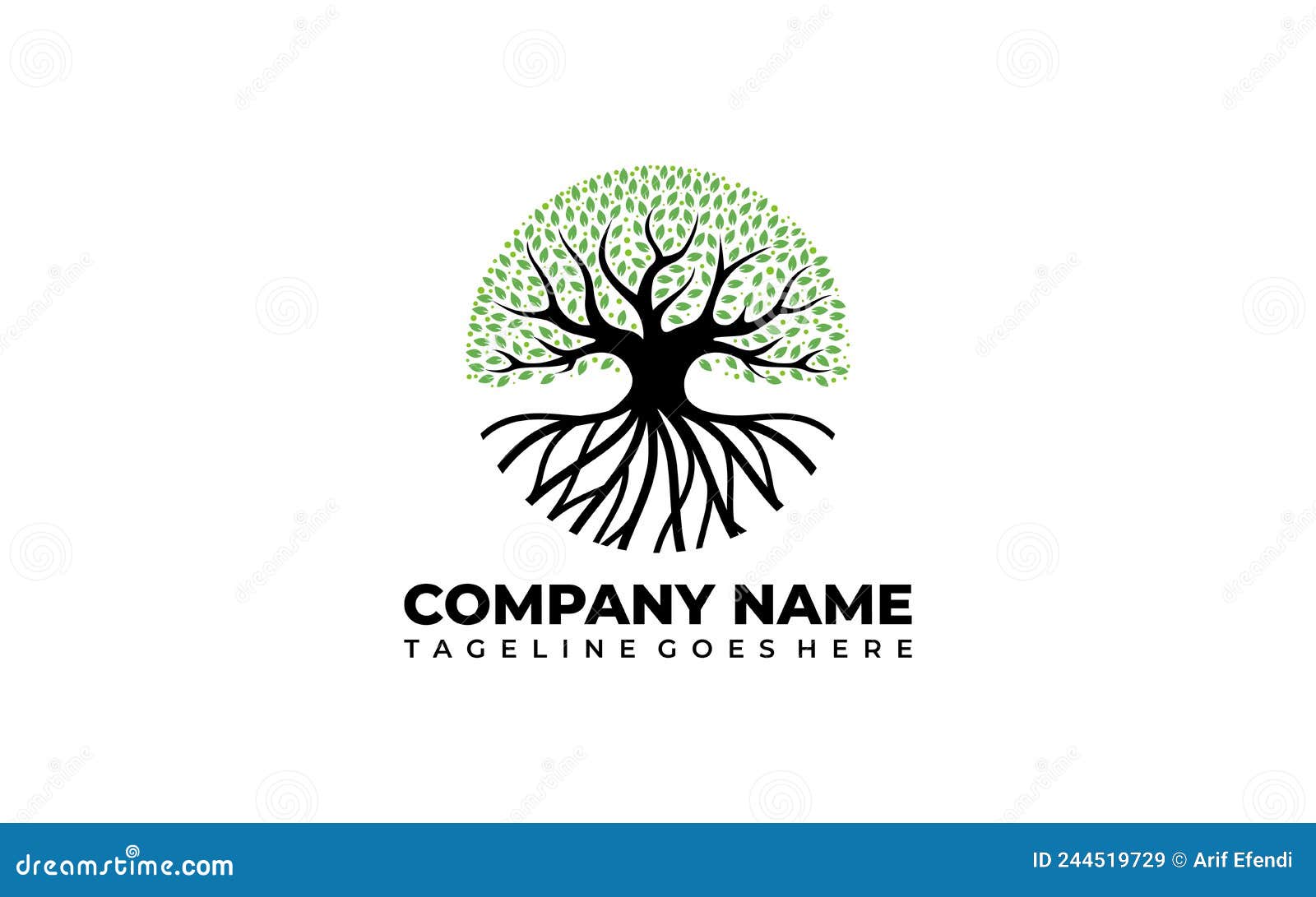Creative Abstract Vector of Green Tree with Roots Vector Logo Design ...