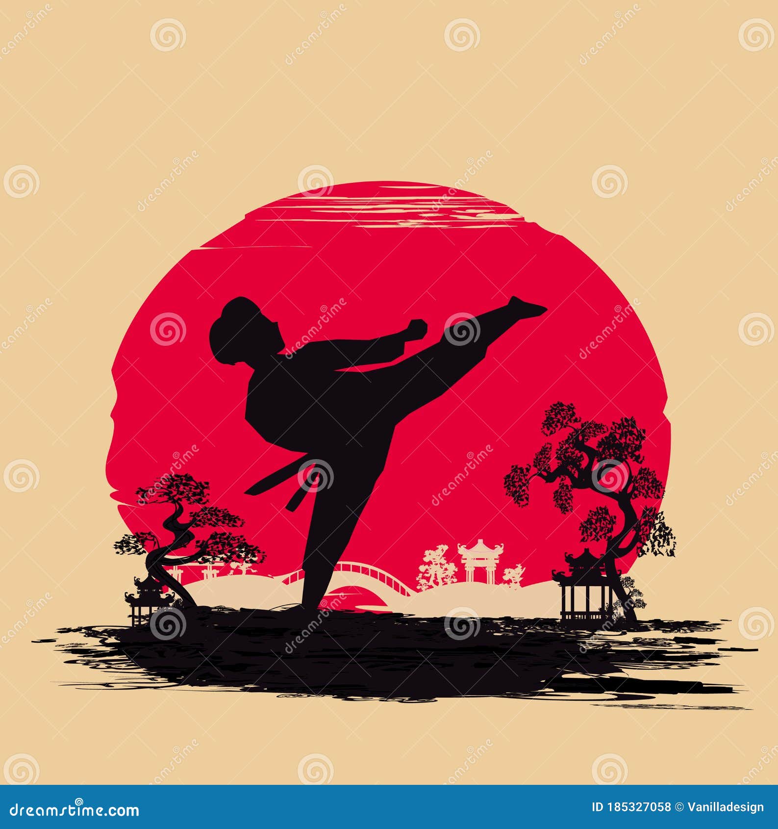 Creative Abstract Illustration of Karate Fighter Stock Vector ...