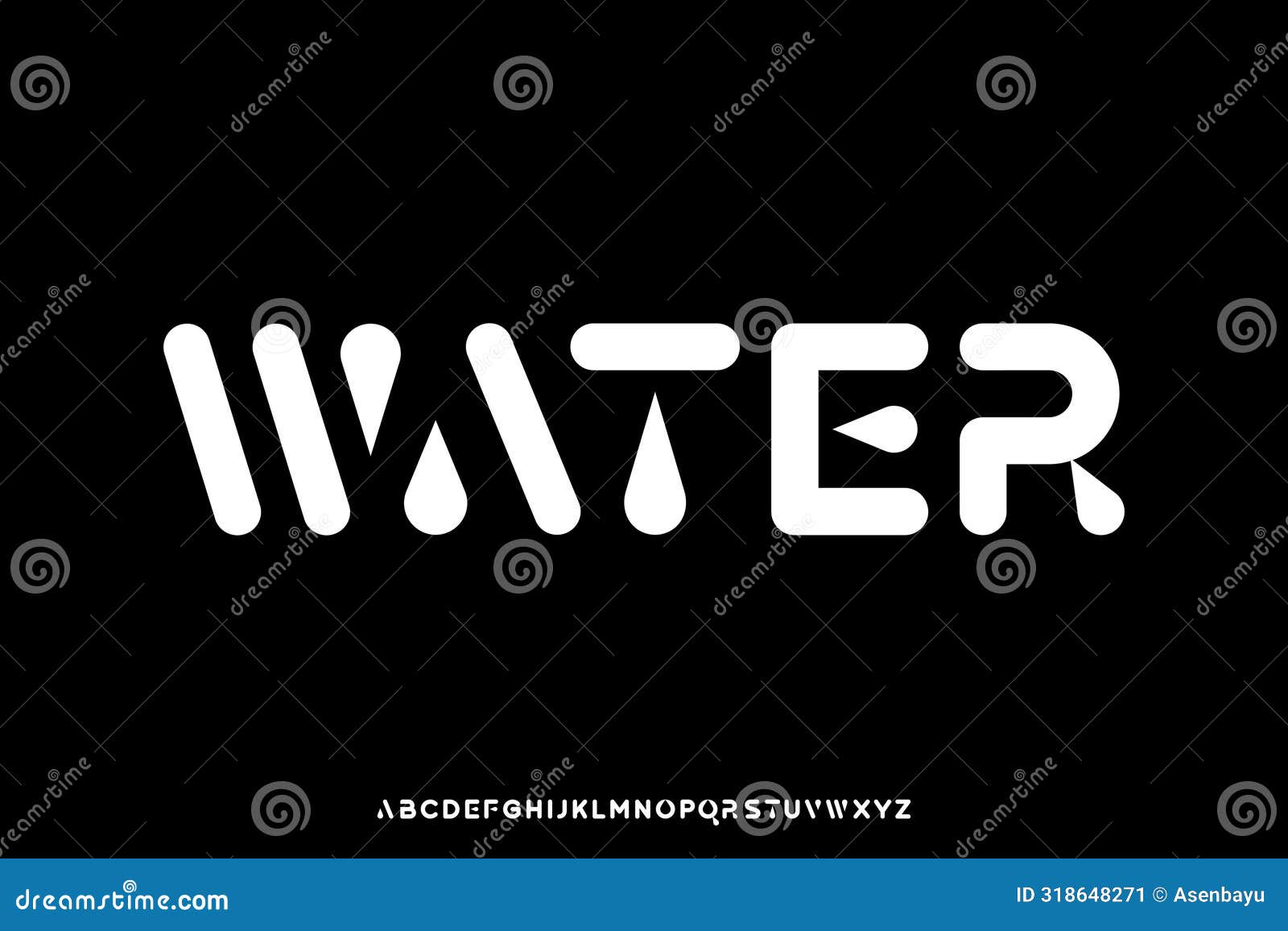 Creative Abstract Water Alphabet Display Font Vector Illustration Stock ...