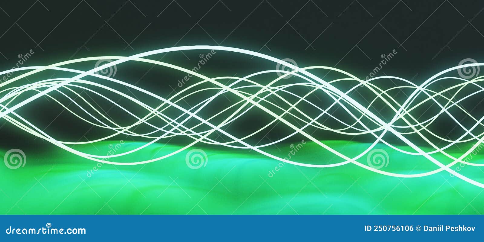 Creative Abstract Wide Green Sound Wave Background. Stock Illustration ...