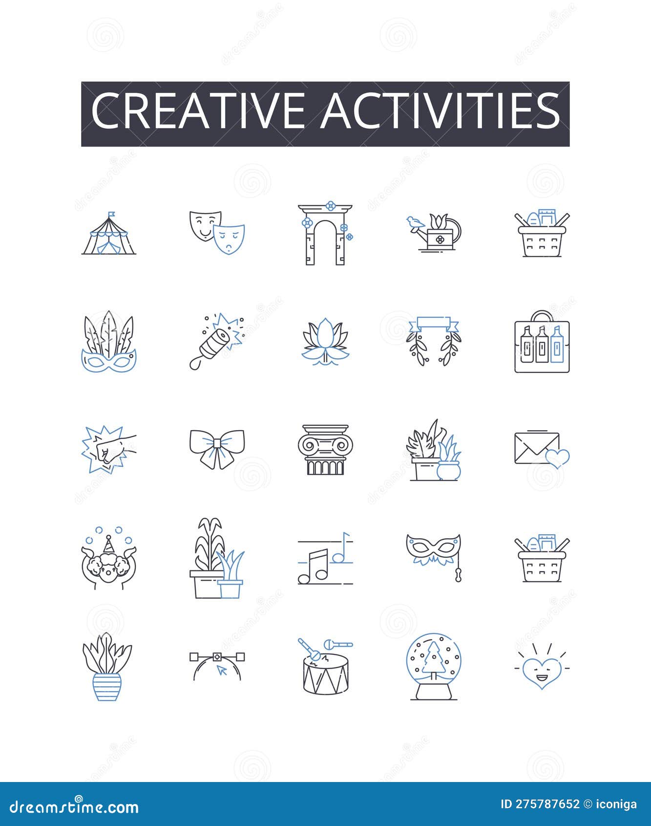 Creative Activities Line Icons Collection. Artistic Expression ...