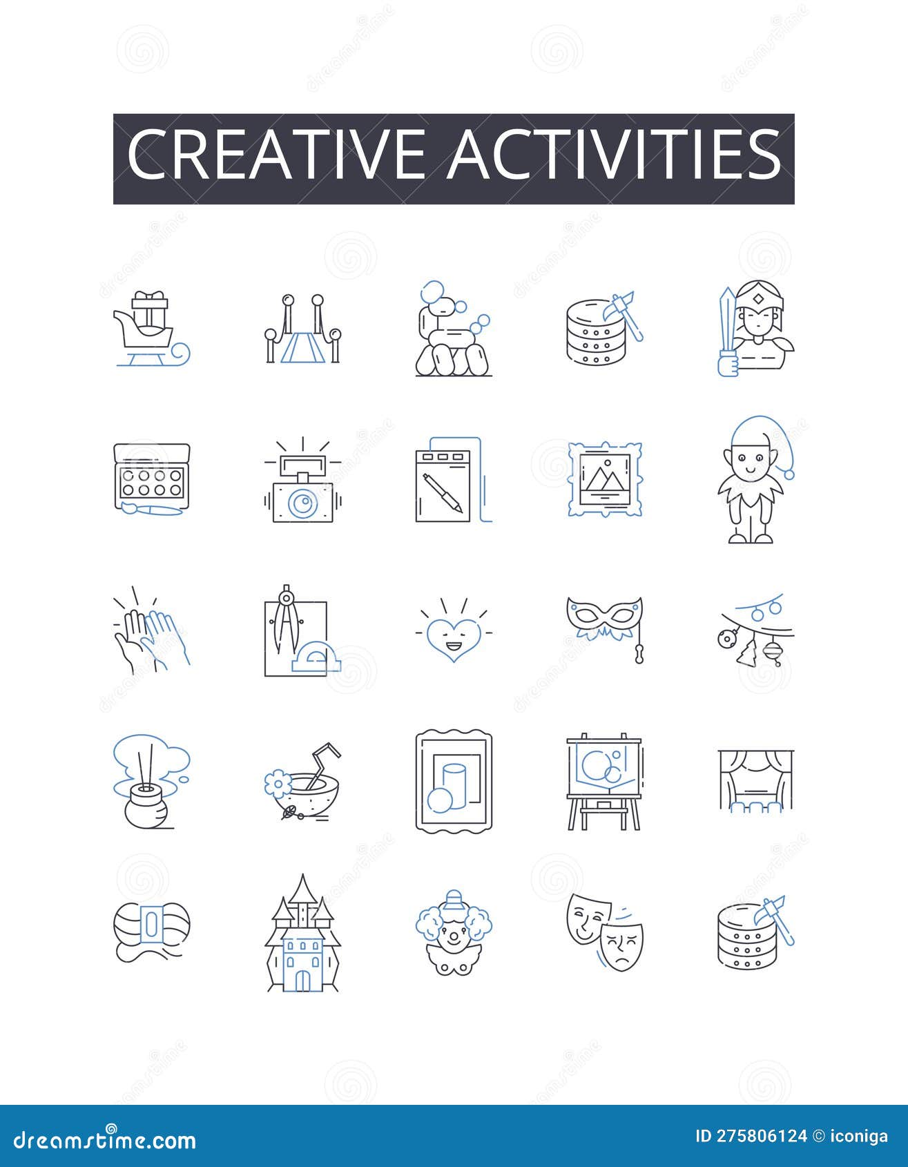 Creative Activities Line Icons Collection. Artistic Expression ...