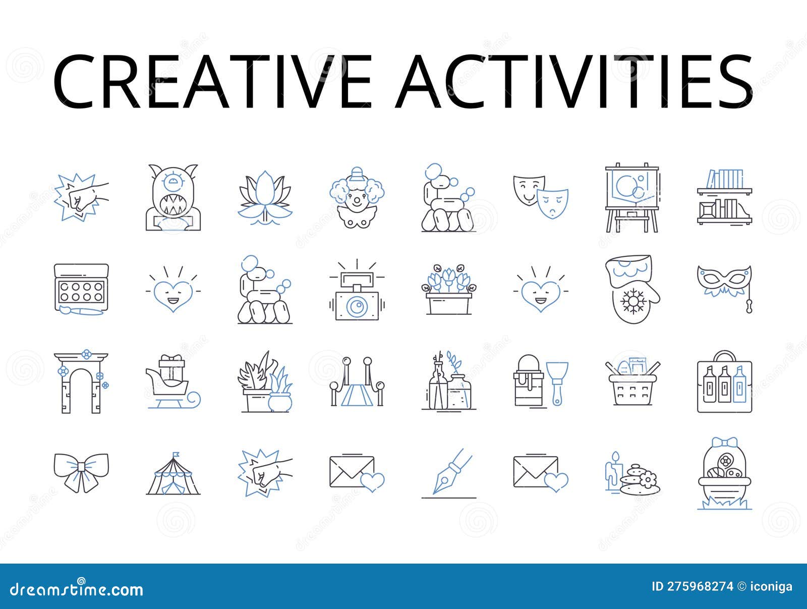 Creative Activities Line Icons Collection. Artistic Expression ...