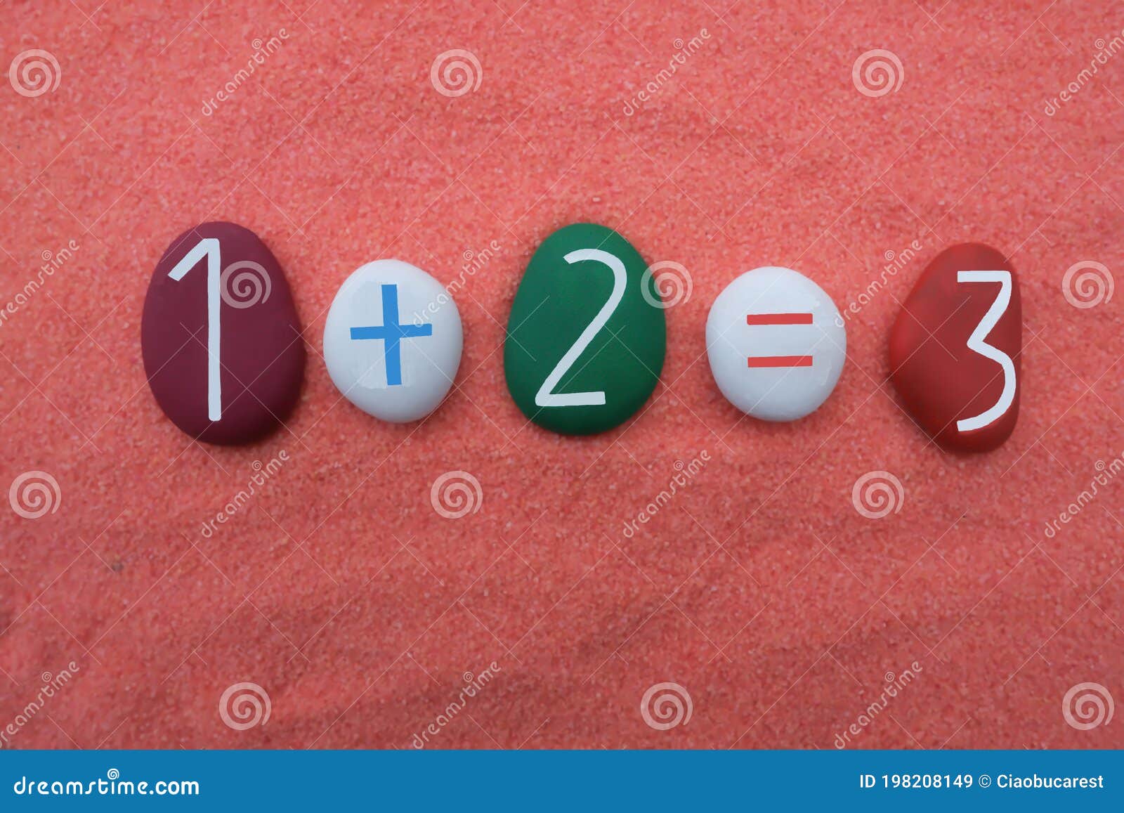 One Plus Two Equals Three, Creative Addition with Colored Stone Numbers ...