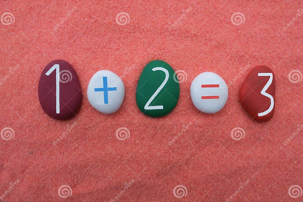 One Plus Two Equals Three, Creative Addition with Colored Stone Numbers ...