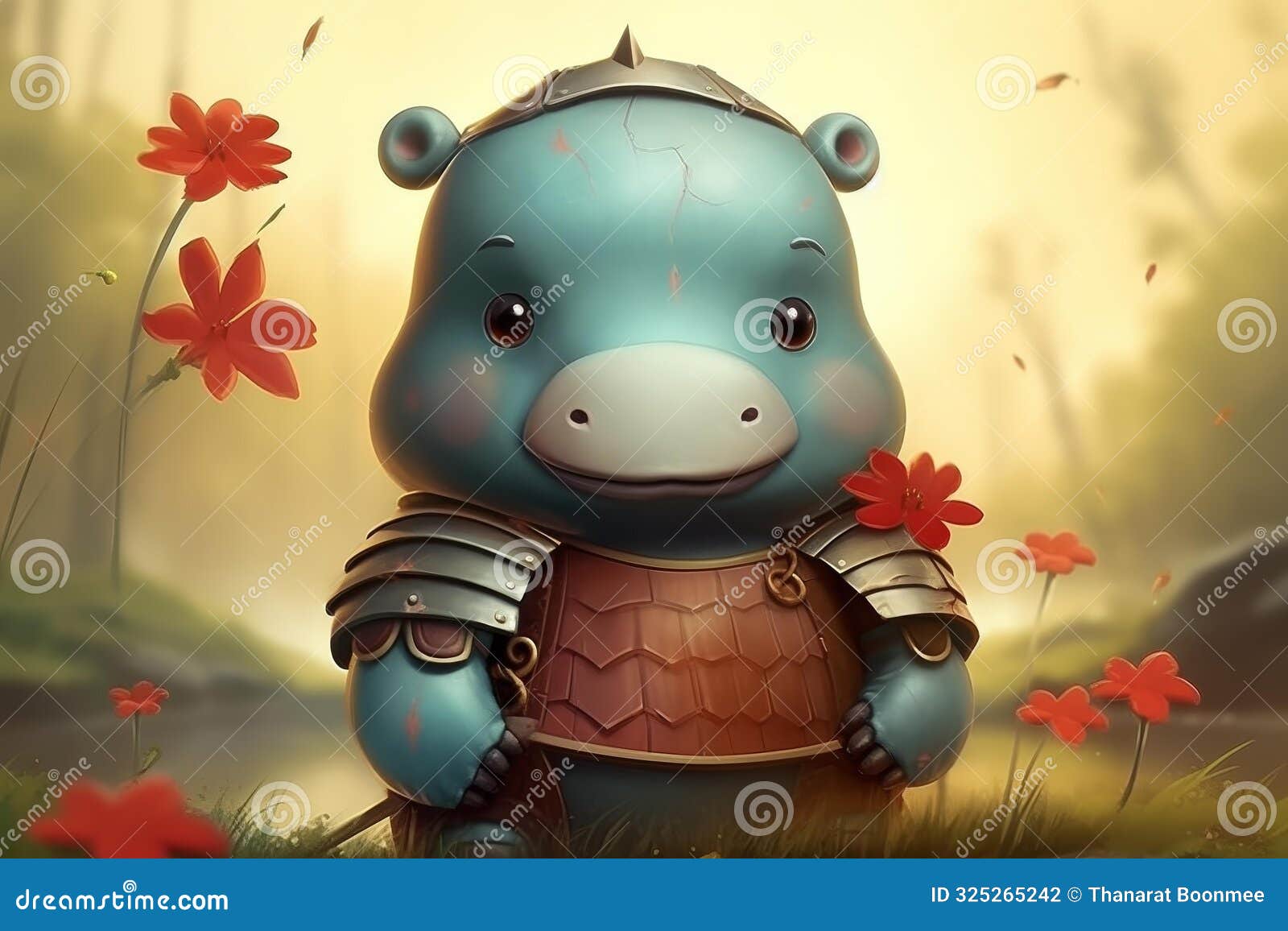 Unique Artwork of a Samurai Hippo with Charming Expression Stock ...