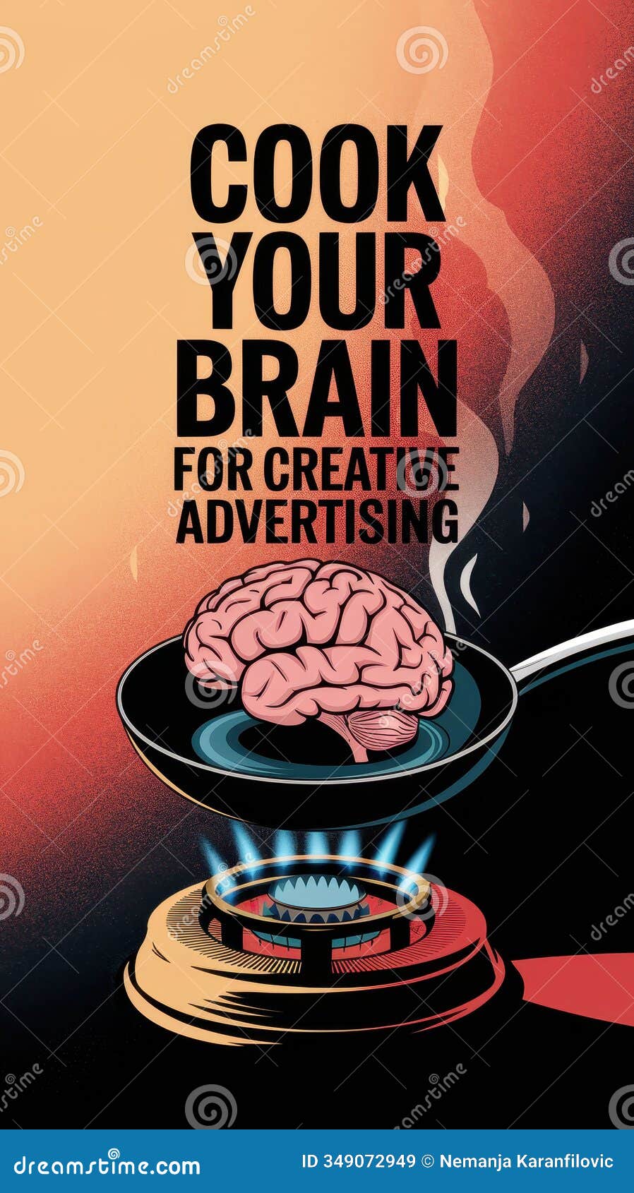 Creative Advertising Poster with Brain on Fire and Bold Text Stock ...