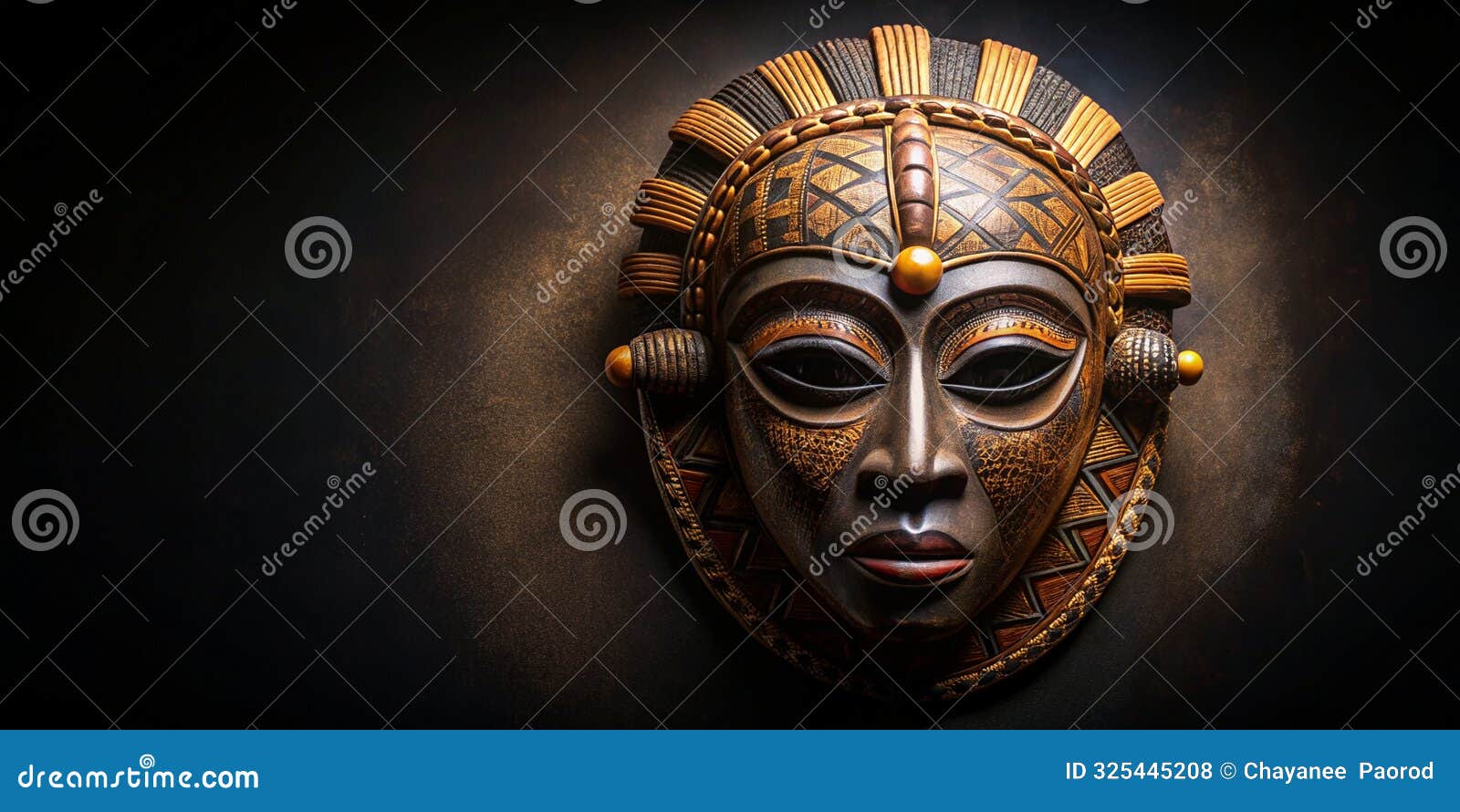Creative African Mask Dark Studio Background Generative by AI Stock ...