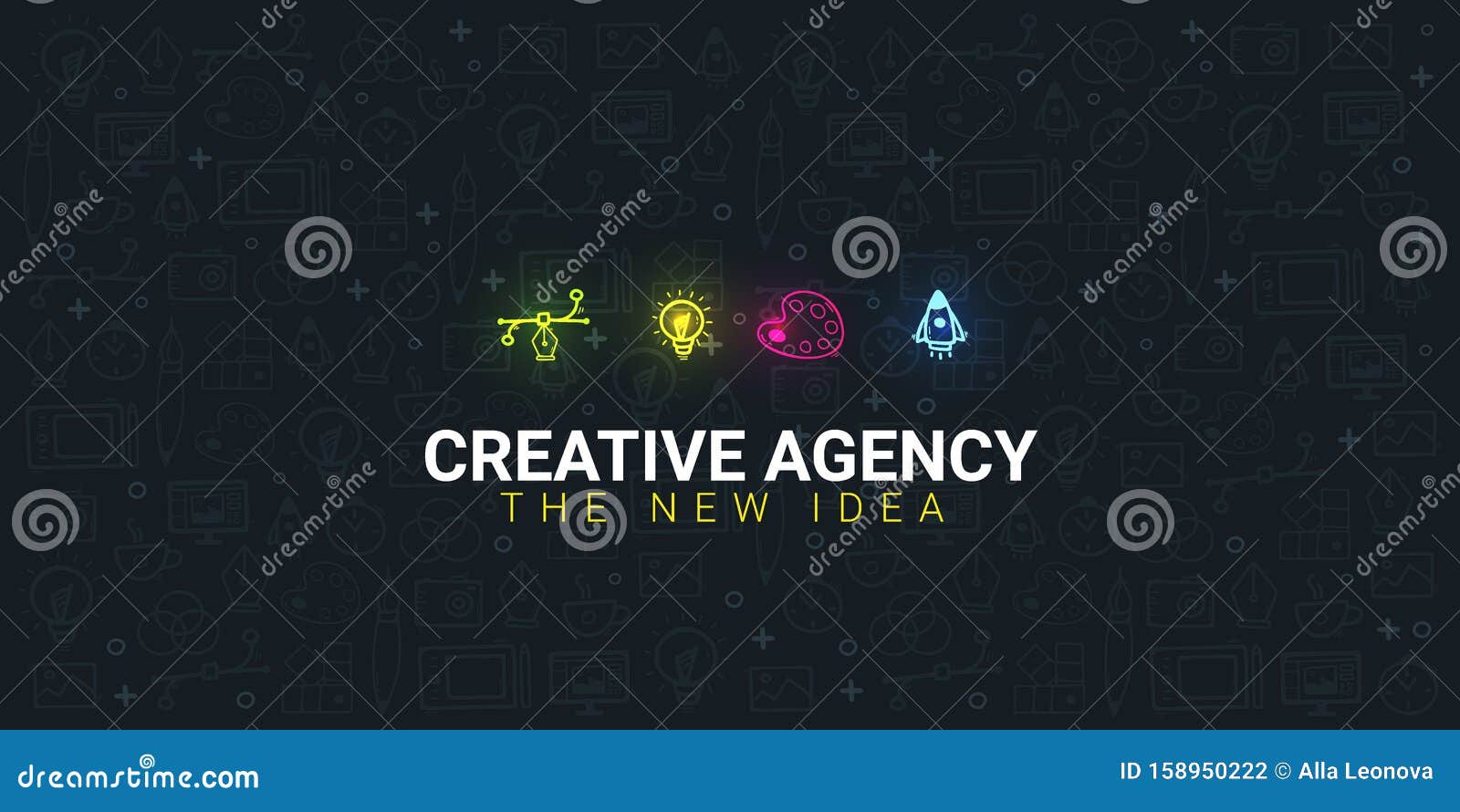 Creative Agency. Background with Doodle Design Elements. Stock Vector ...