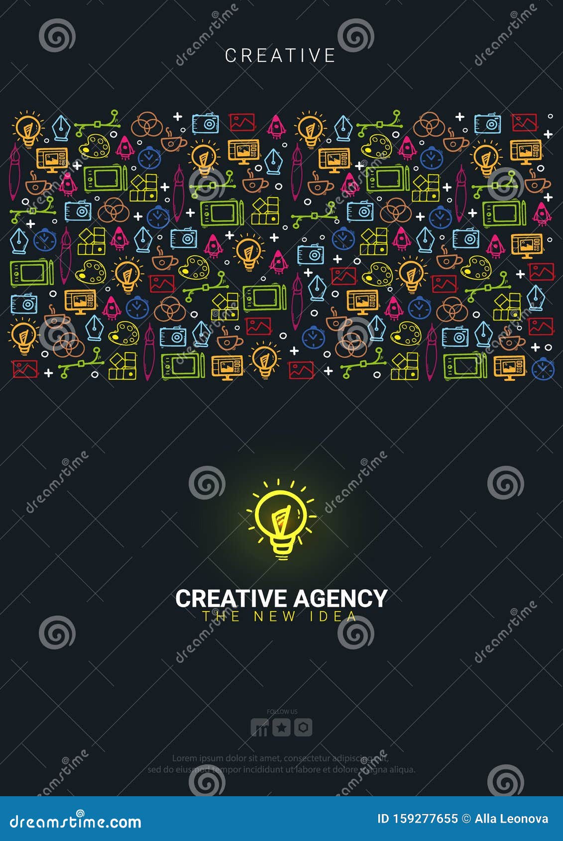 Creative Agency. Background with Doodle Design Elements. Stock Vector ...