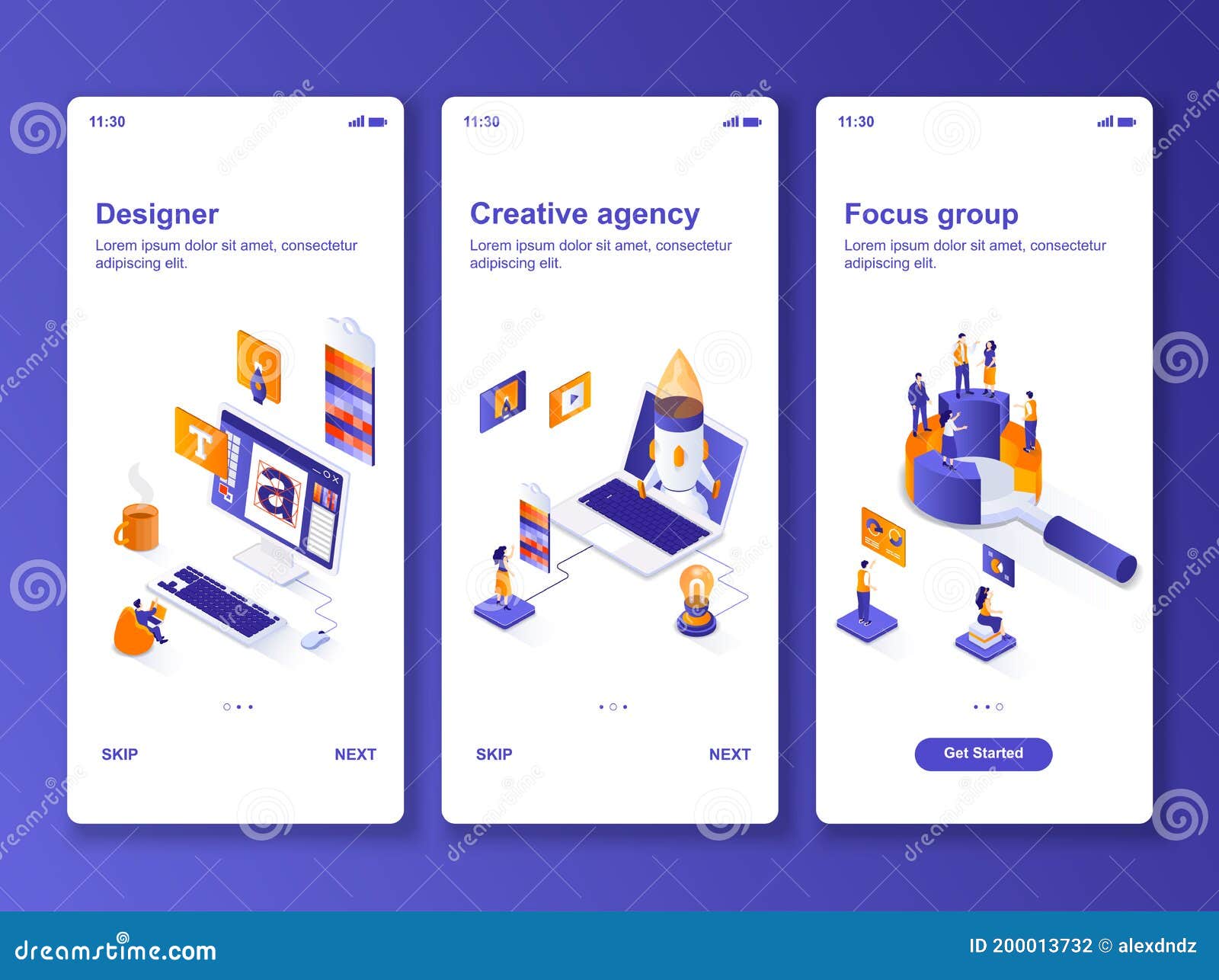 Creative Agency Isometric GUI Design Kit. Stock Vector - Illustration ...