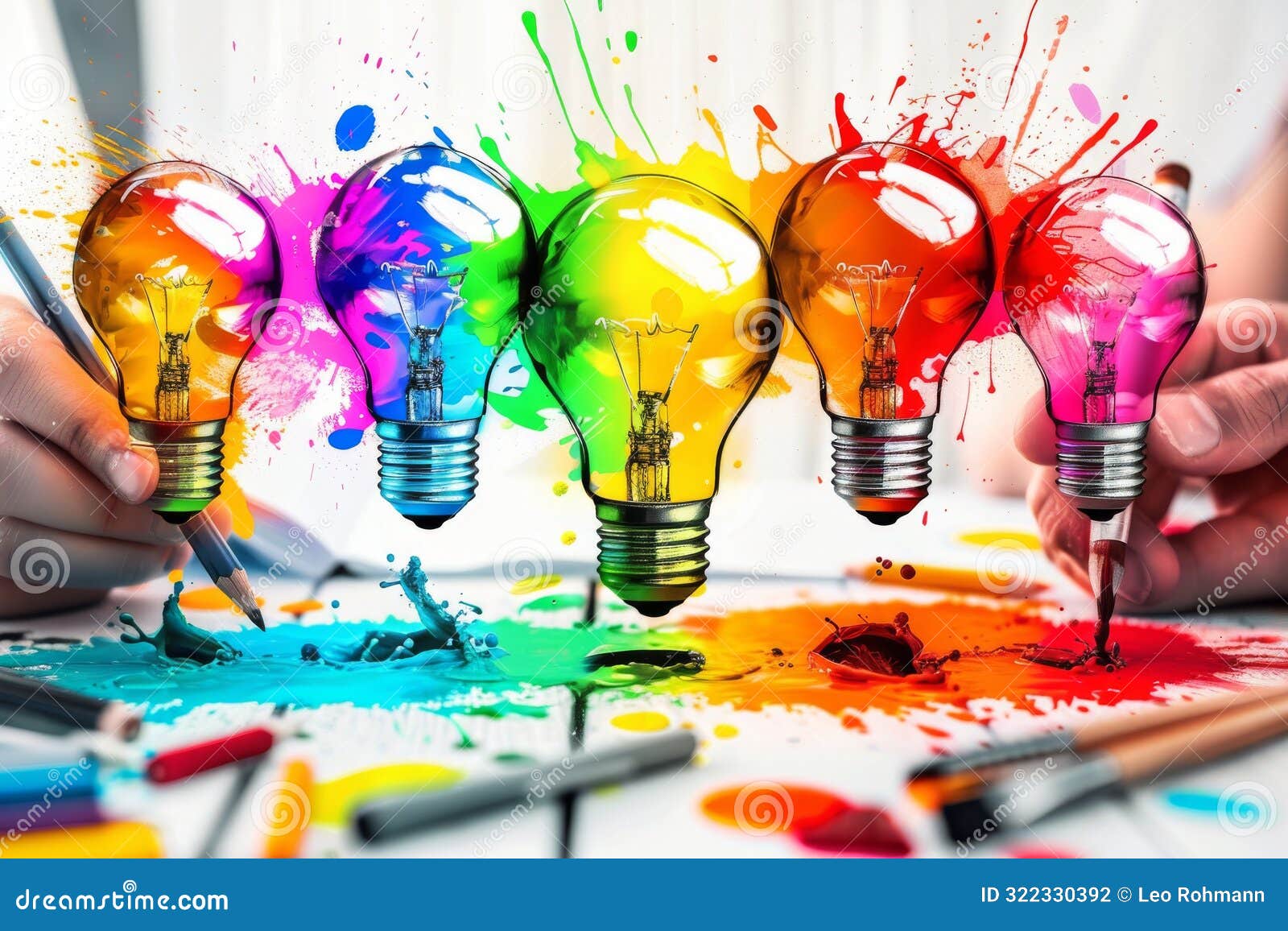 Creative AI Light Bulbs in Vibrant Colors, Symbolizing Innovation and ...