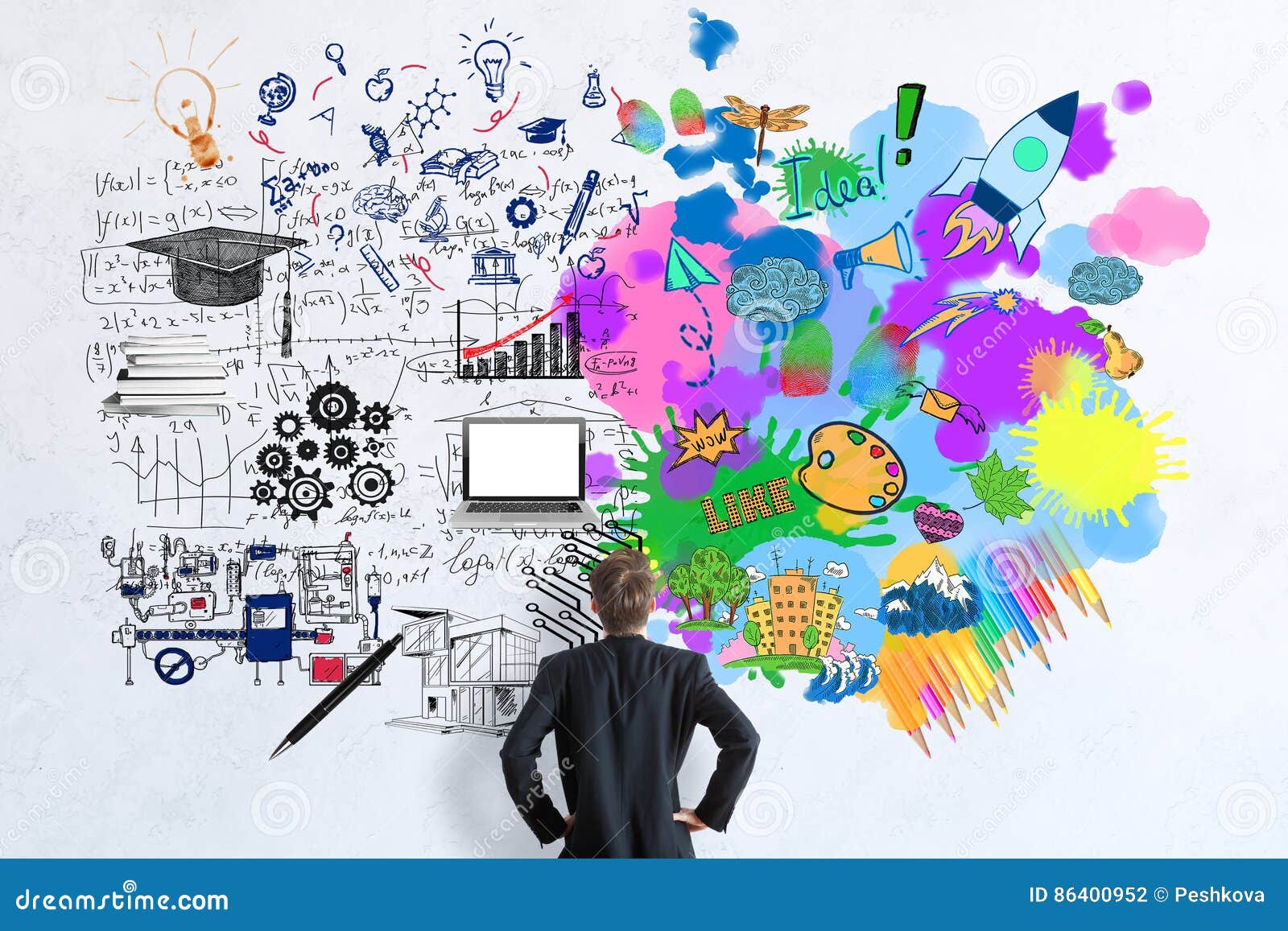 Creative And Analytical Thinking , Vector Cartoon Stick Figure ...