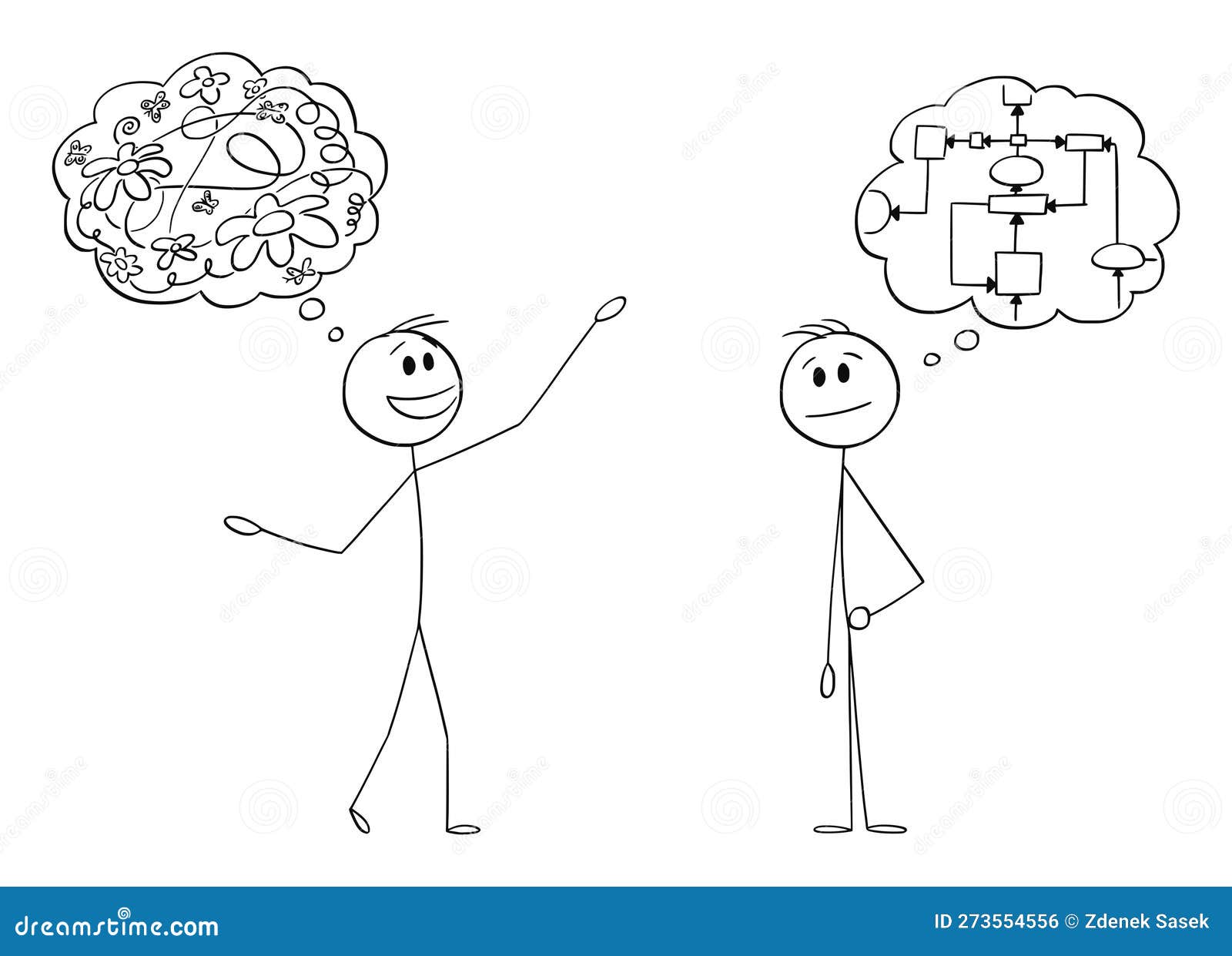 Creative And Analytical Thinking , Vector Cartoon Stick Figure ...