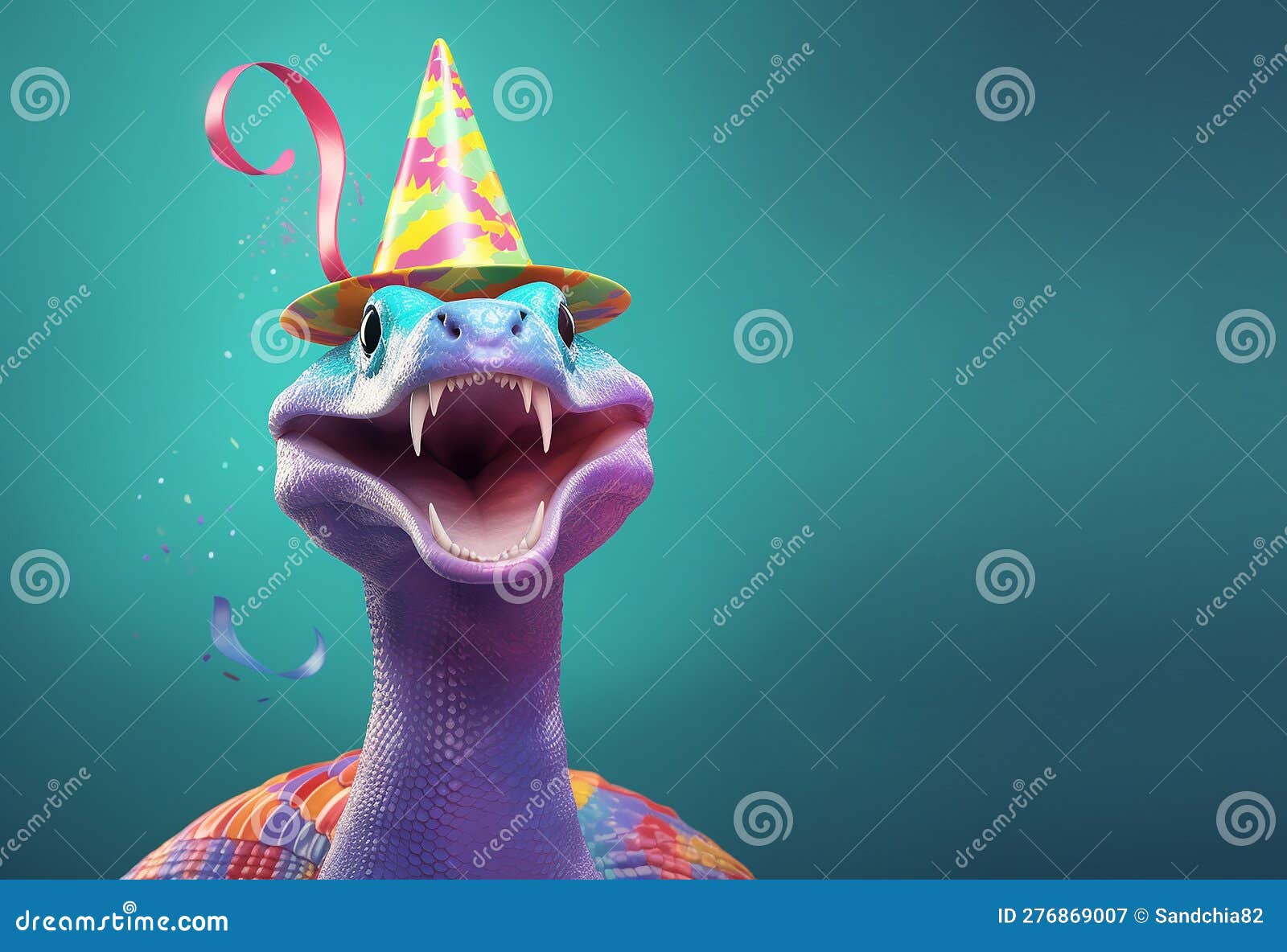 Creative Animal Concept. Eel in Party Cone Hat Necklace Bowtie Outfit ...