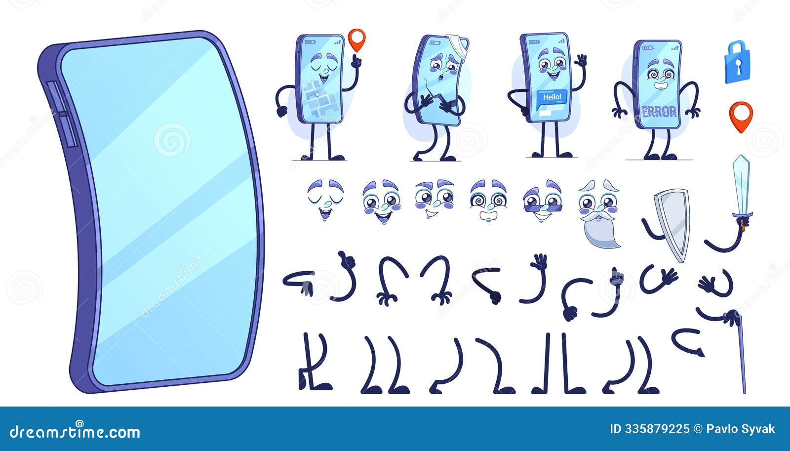 Creative Animation Set Featuring Various Animated Smartphone Characters ...