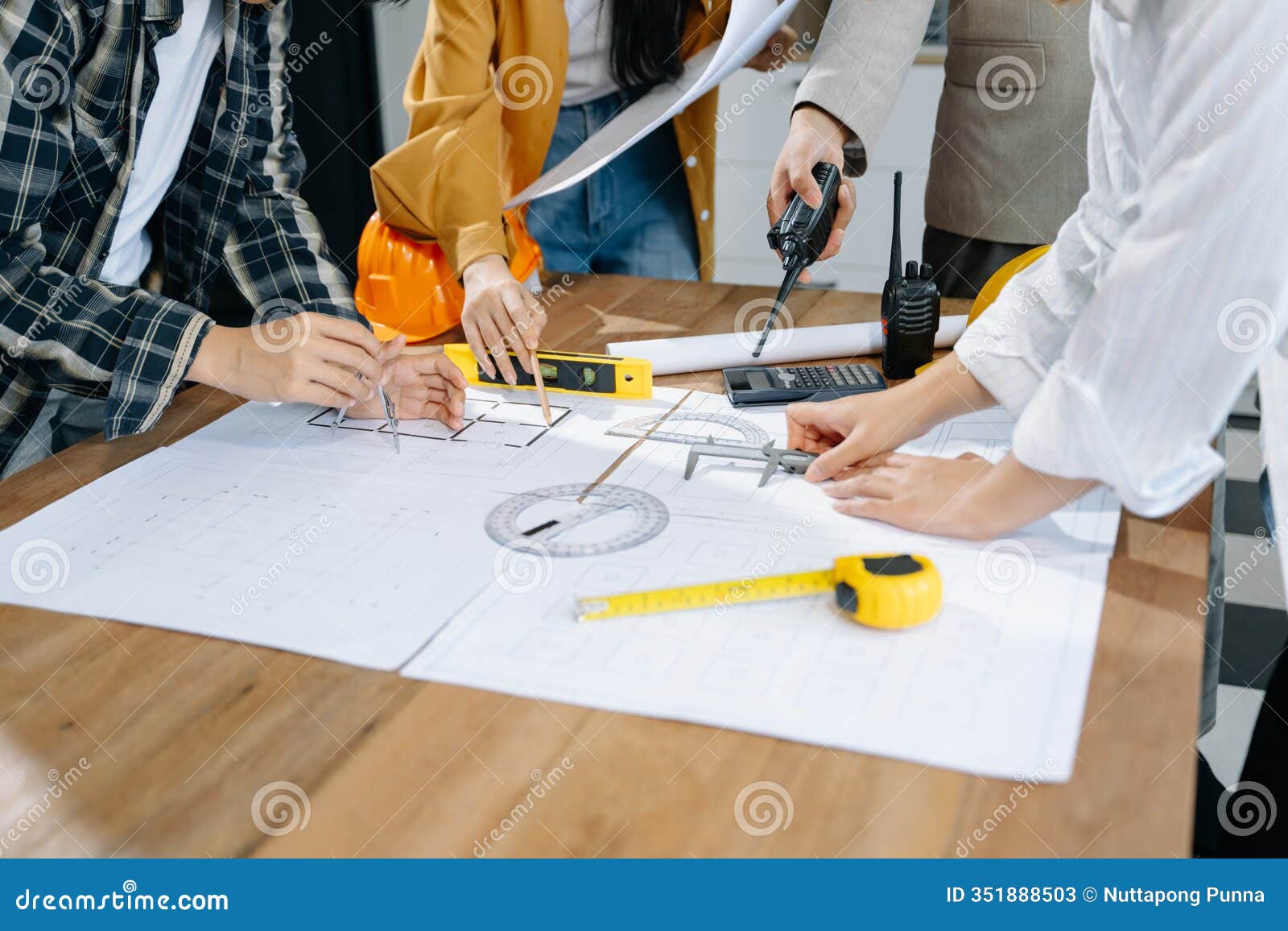 Creative Architect Projecting on the Big Drawings with Architectural ...