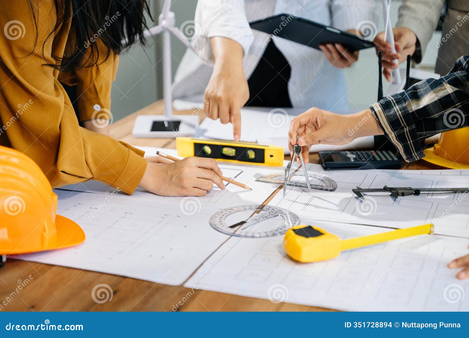 Creative Architect Projecting on the Big Drawings with Architectural ...