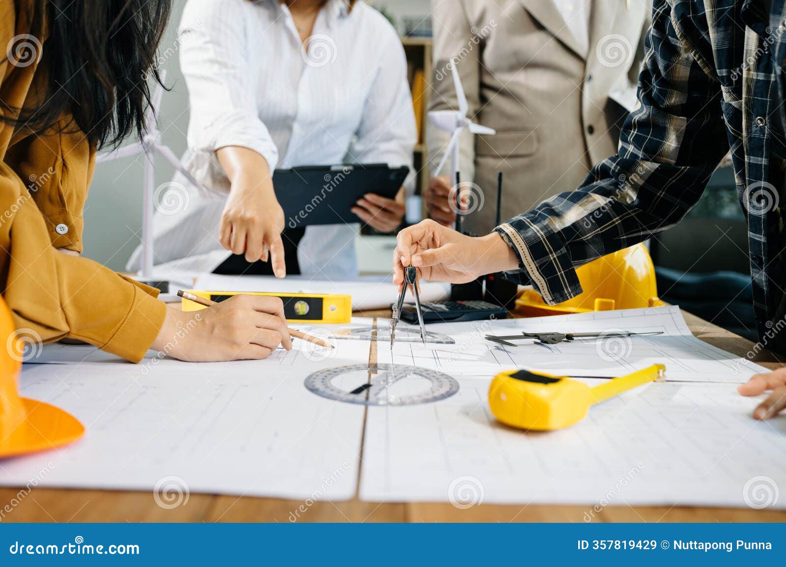 Creative Architect Projecting on the Big Drawings with Architectural ...