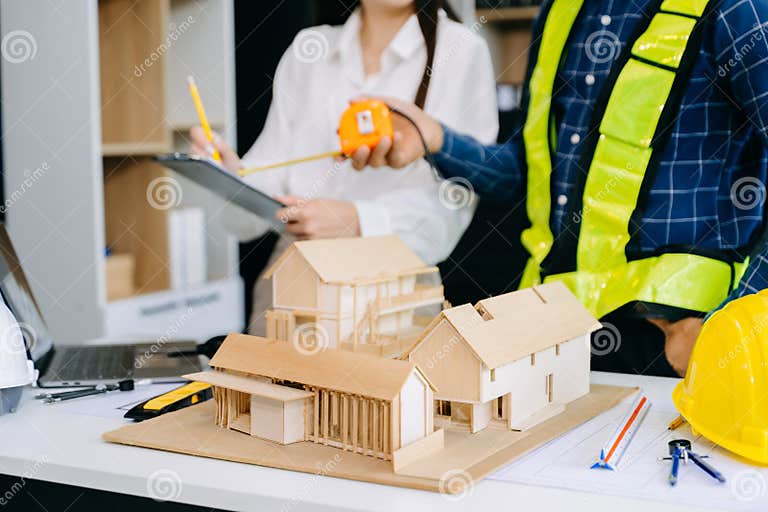 Creative Architect Projecting on the Big Drawings with Architectural ...