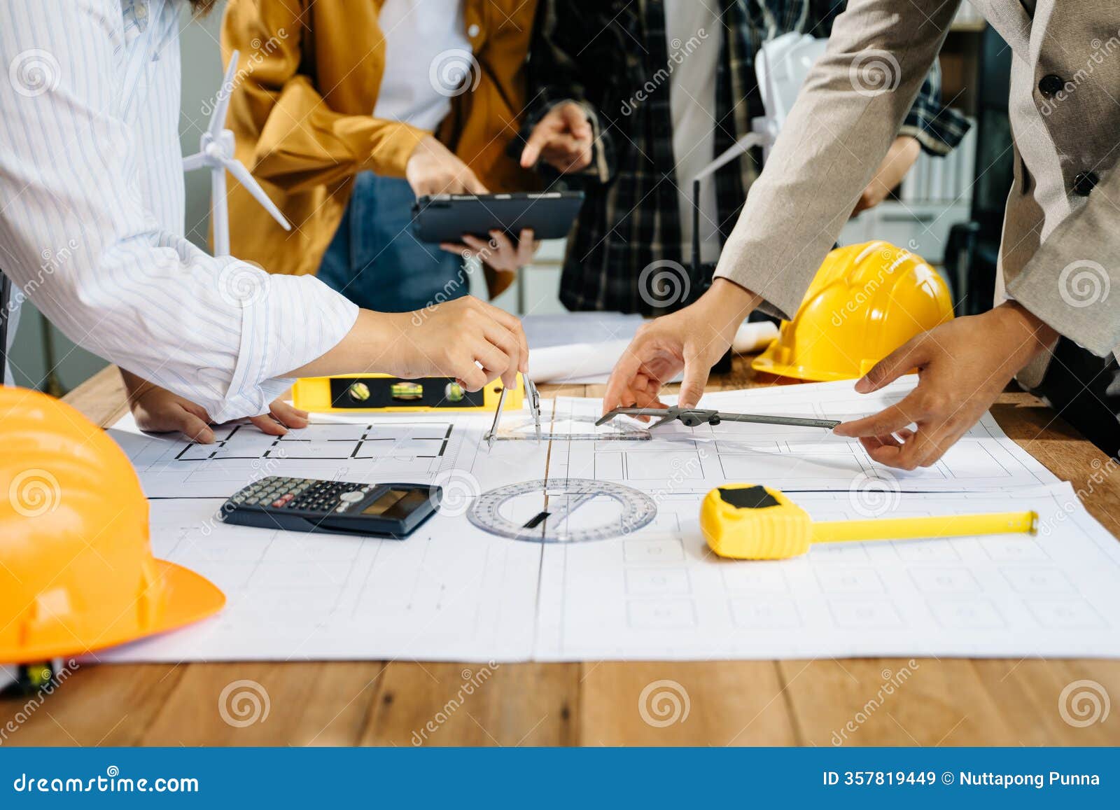 Creative Architect Projecting on the Big Drawings with Architectural ...