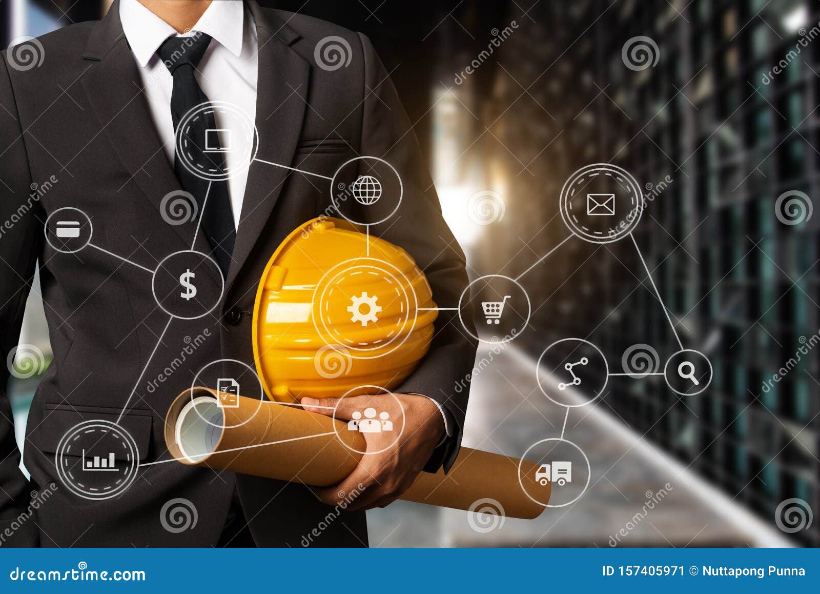 Creative Architect Projecting on the Big Drawings Stock Image - Image ...