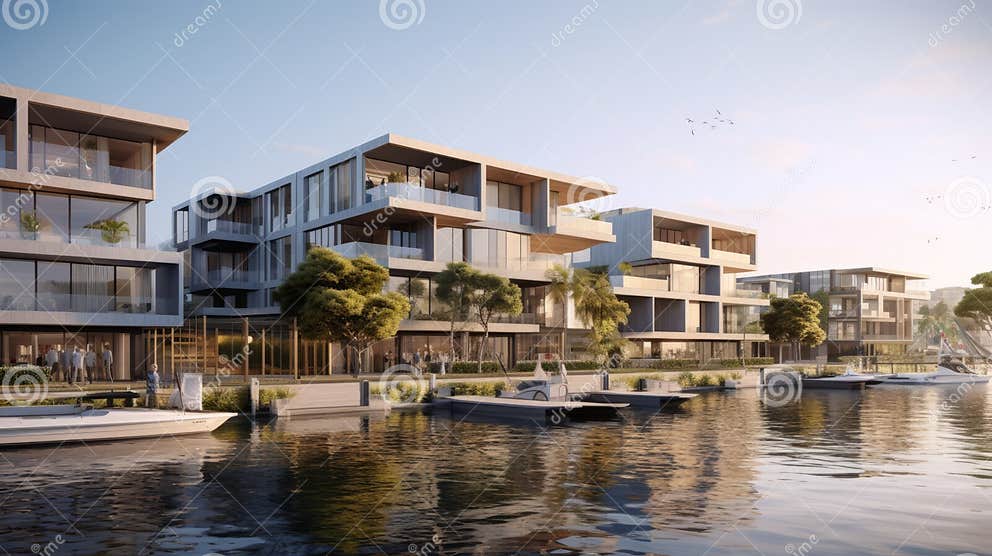 Creative Architectural Design in a Waterfront Development Stock ...