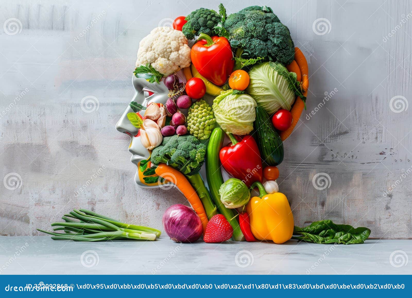 A Creative Arrangement of Assorted Vegetables Forming a Human Profile ...