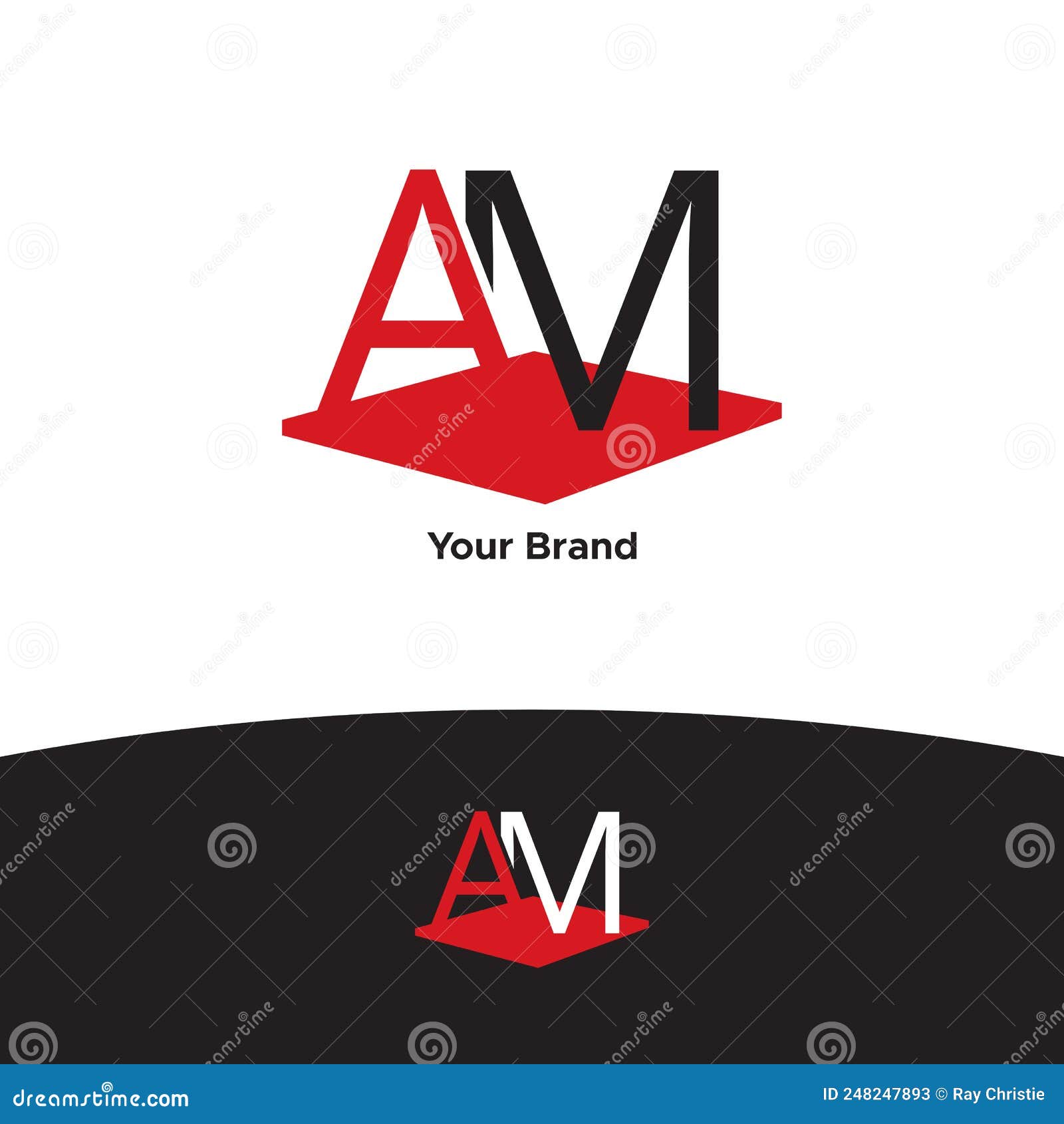 Creative Arrangement of Letter am Logo Standing on Base Stock Vector ...