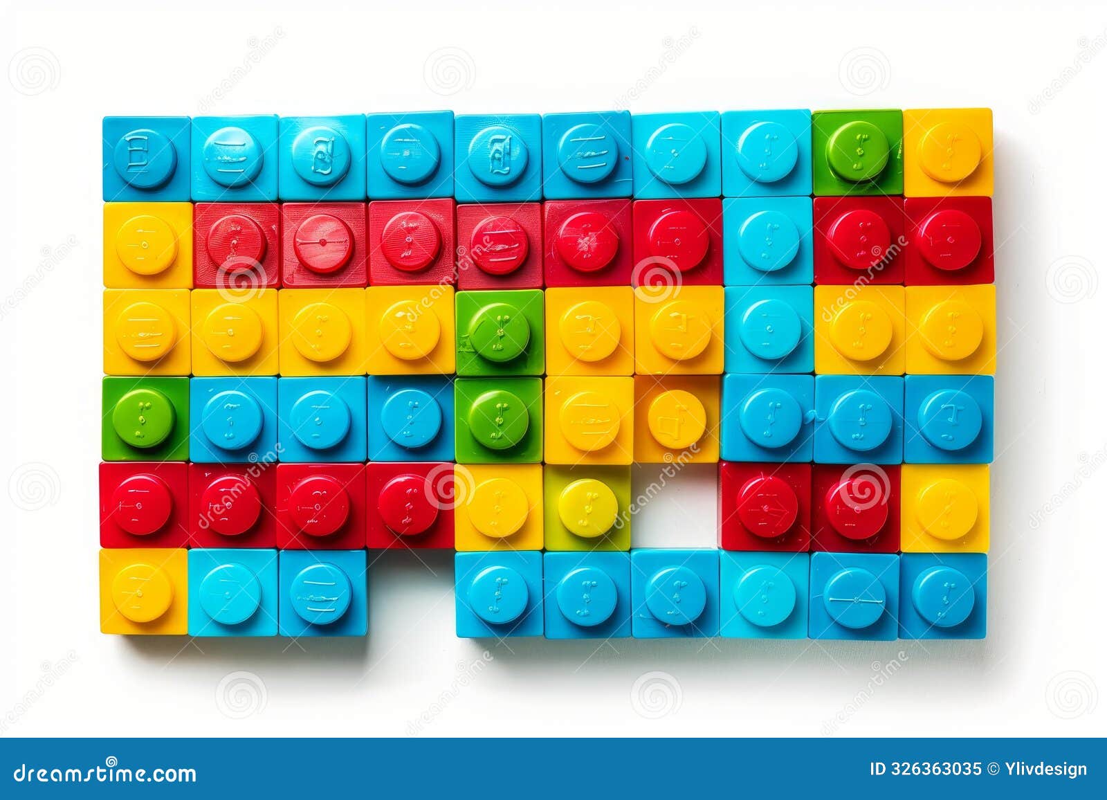 Colorful Plastic Building Blocks Arranged on White Background Stock ...