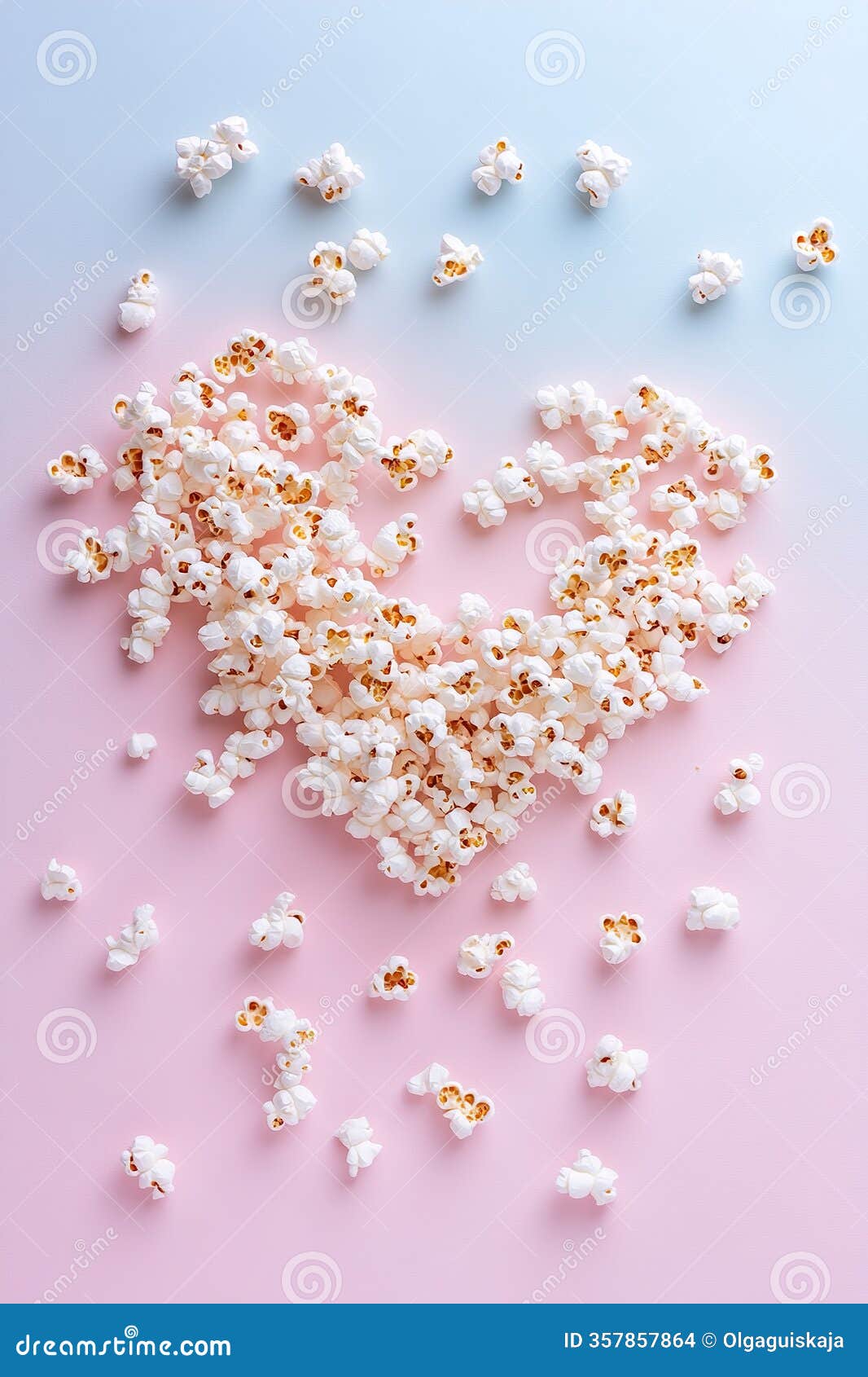 A Creative Arrangement of Popcorn Forms a Heart Shape on a Soft ...