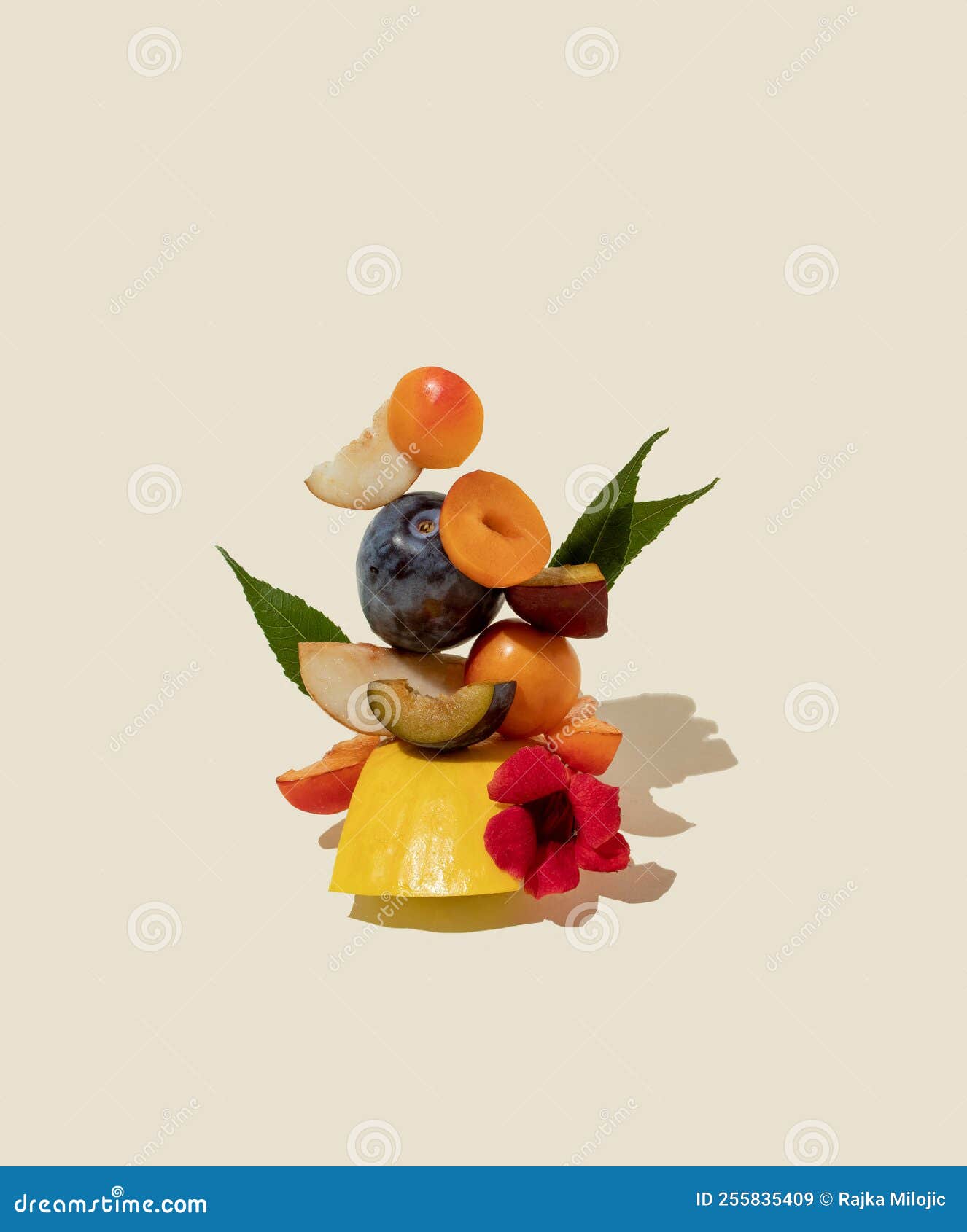 Creative Arrangements Summer Fruit on the Light Beige Background ...