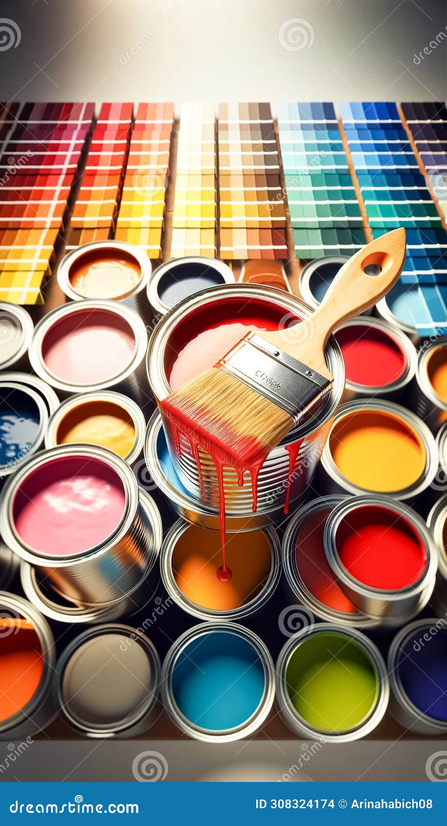 Spectrum of Possibilities with Open Paint Cans and Colorful Splashes ...