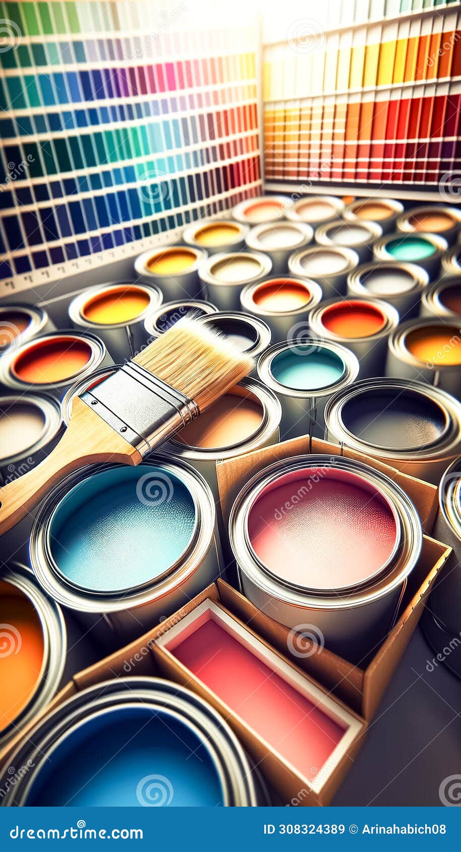 Spectrum of Possibilities with Open Paint Cans and Colorful Splashes ...