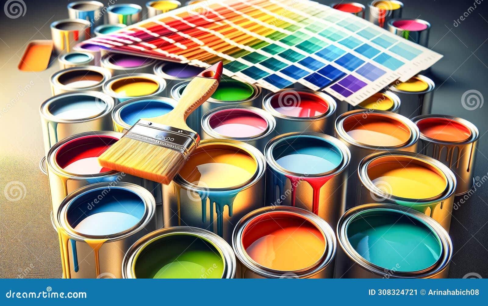 Spectrum of Possibilities with Open Paint Cans and Colorful Splashes ...