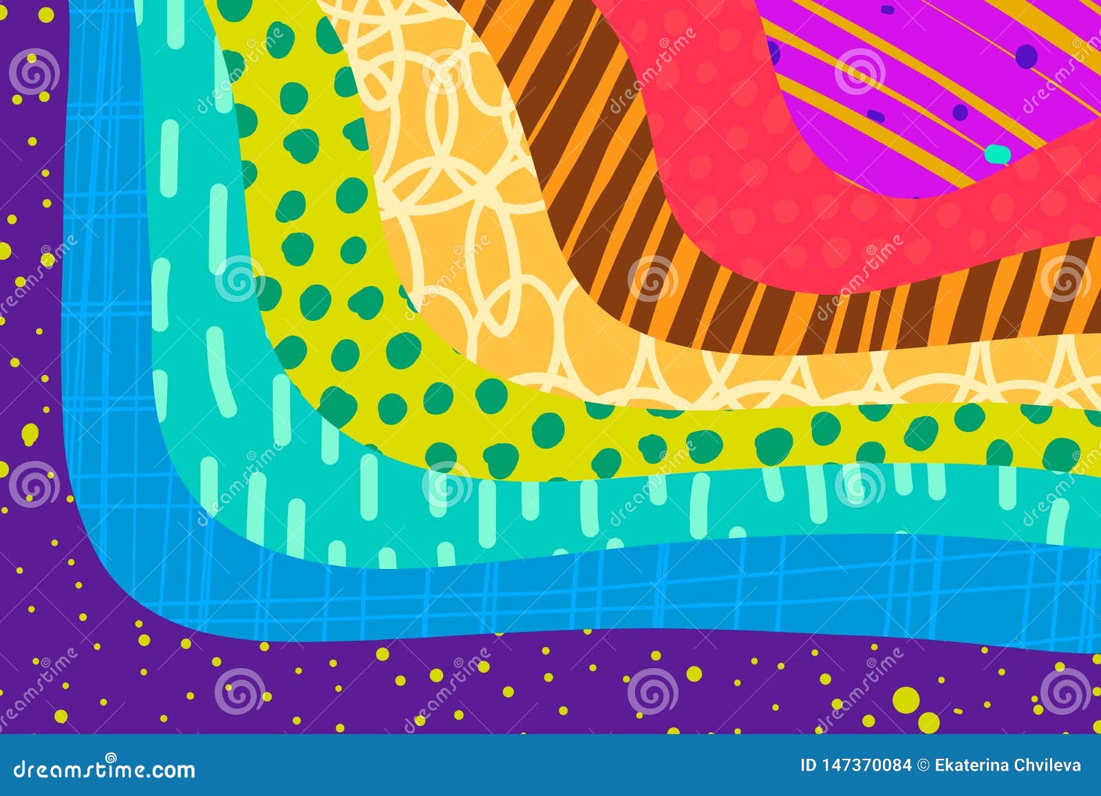 Creative Art Background Hand Drawn in Vibrant Colors. Collage Stock ...