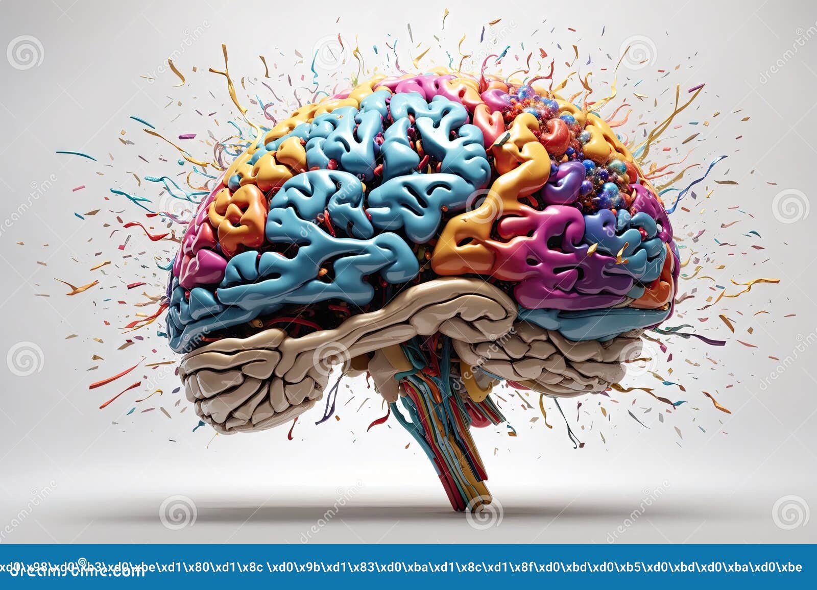 Creative Art Brain Explodes with Paints with Splashes on a White ...