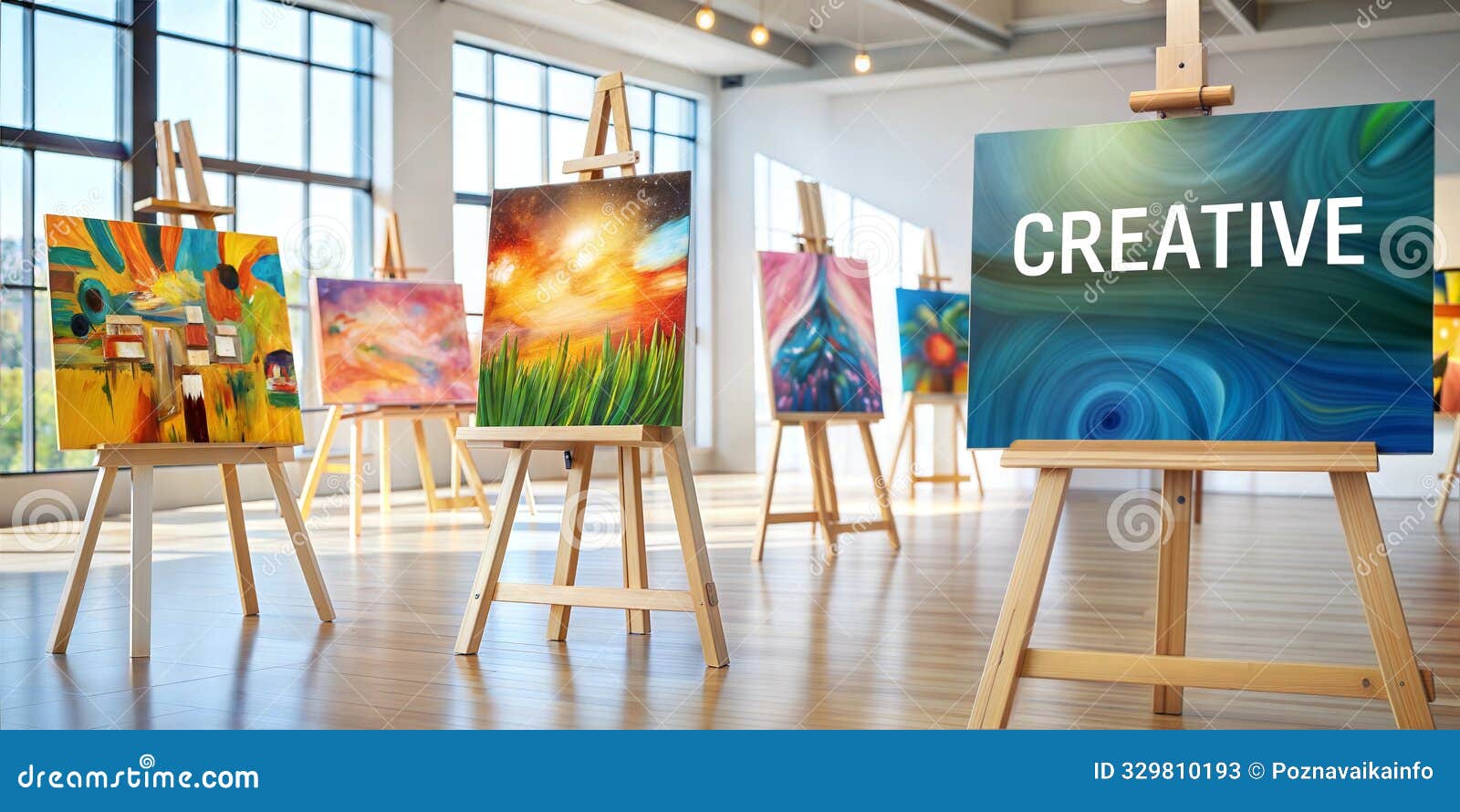 Creative Art Exhibition Banner with Colorful Paintings Stock Image ...