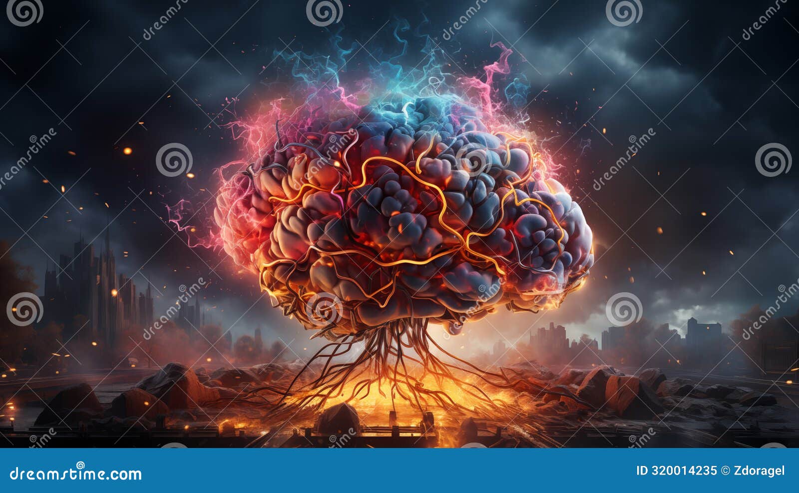 Creative Art Human Brain Explodes with Knowledge and Creativity ...