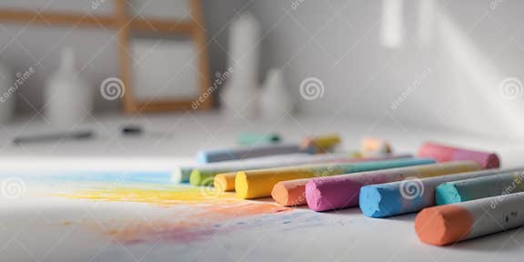 Creative Art Studio Tools Oil Pastels Blending Smoothly Stock Photo ...