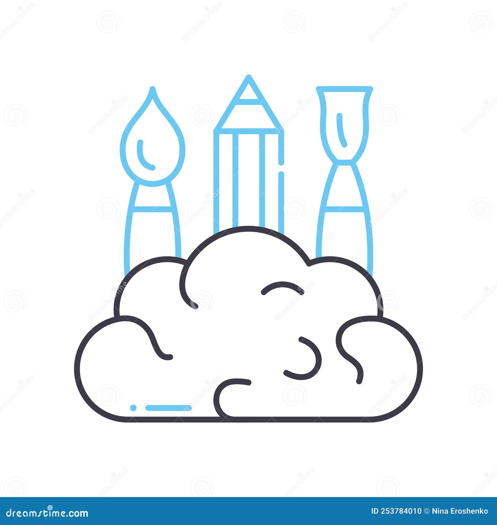Creative Art Thinking Line Icon, Outline Symbol, Vector Illustration ...