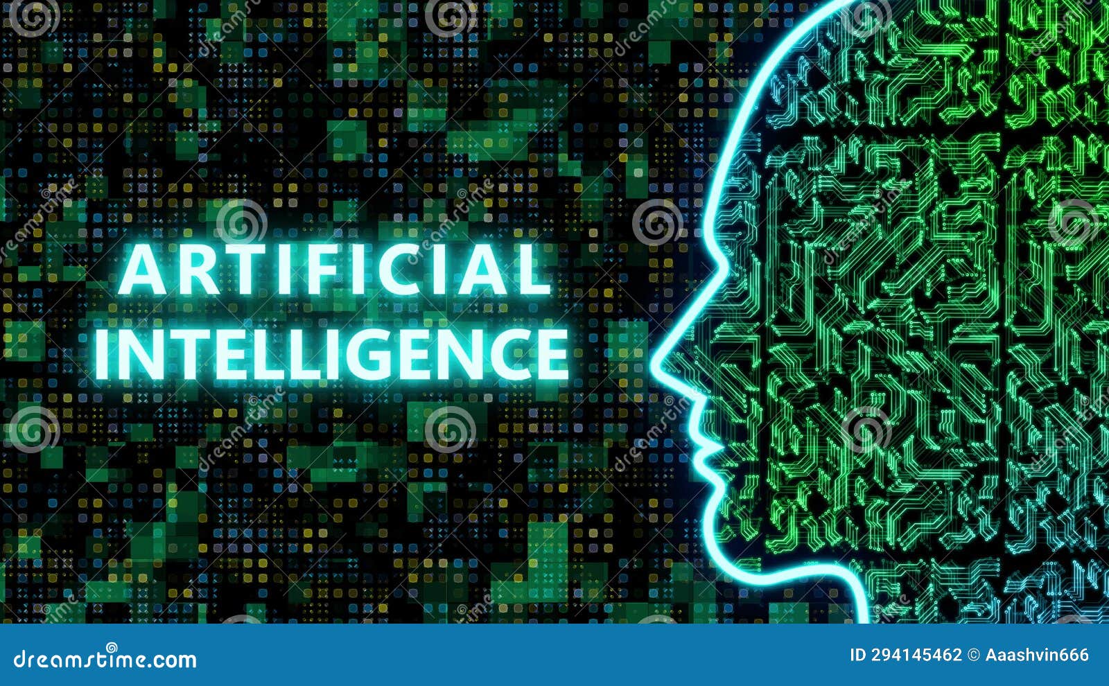 Creative Artificial Intelligence Concept Animation with Human Face ...