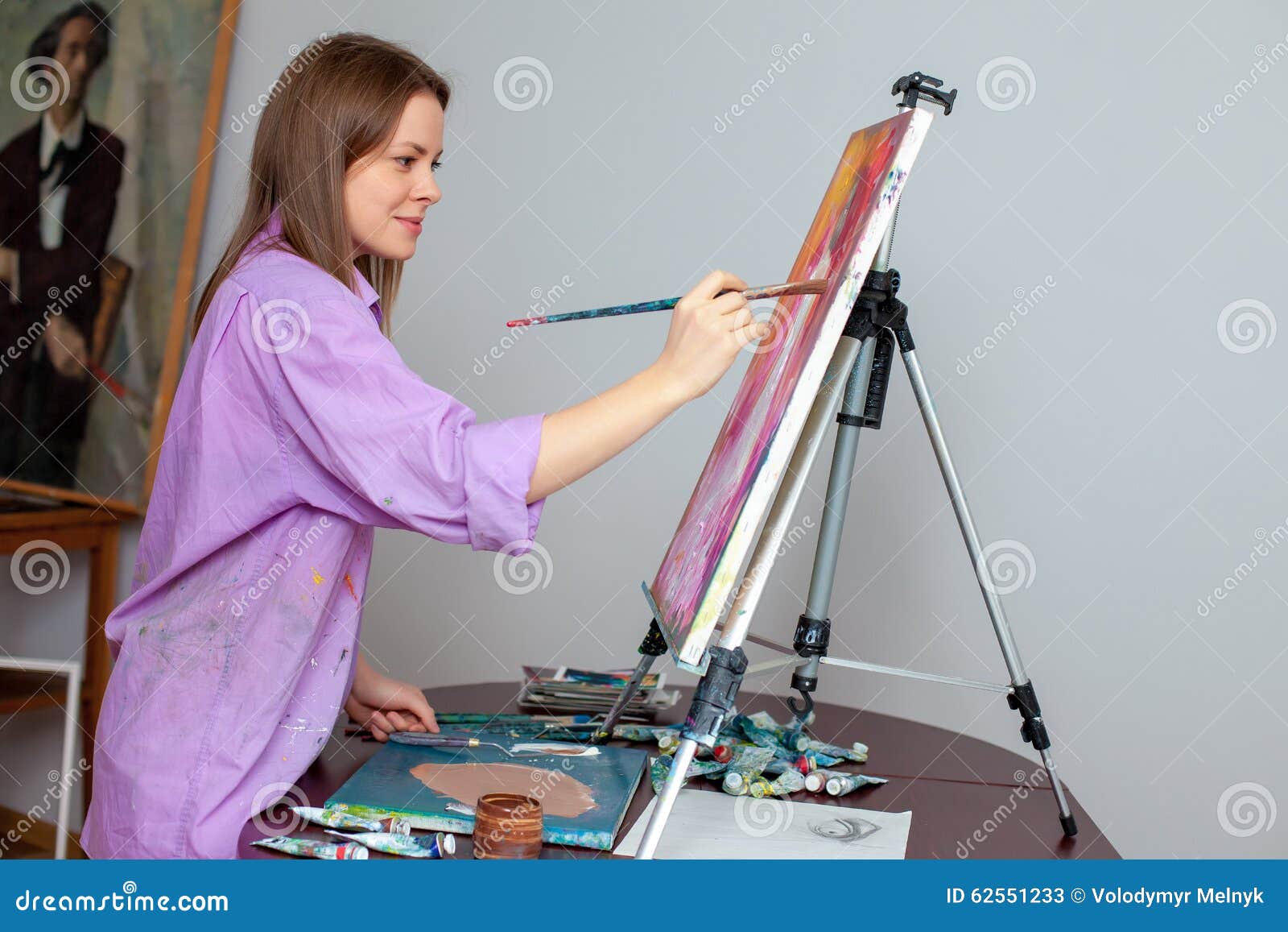 Creative Artist for Drawing in the Studio Stock Image - Image of adult ...
