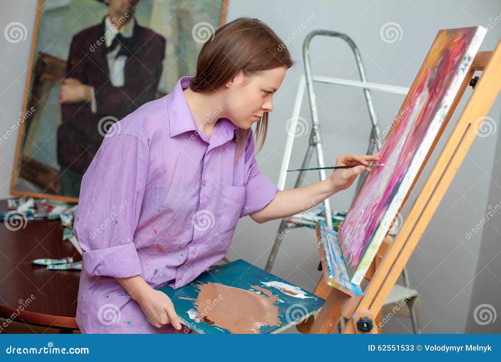 Creative Artist for Drawing in the Studio Stock Image - Image of female ...