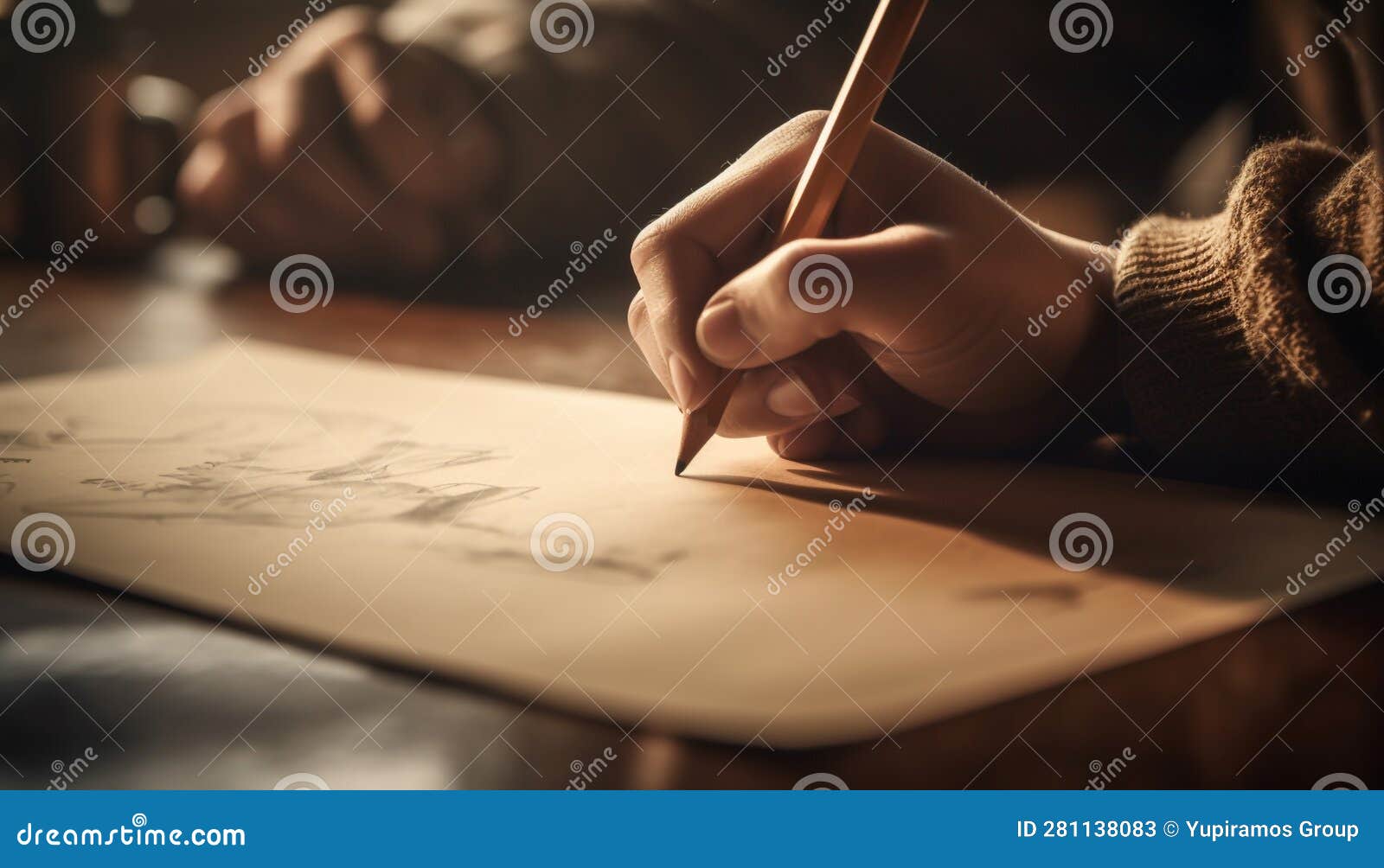 Creative Artist Working on Pencil Drawing in Indoor Workshop Classroom ...