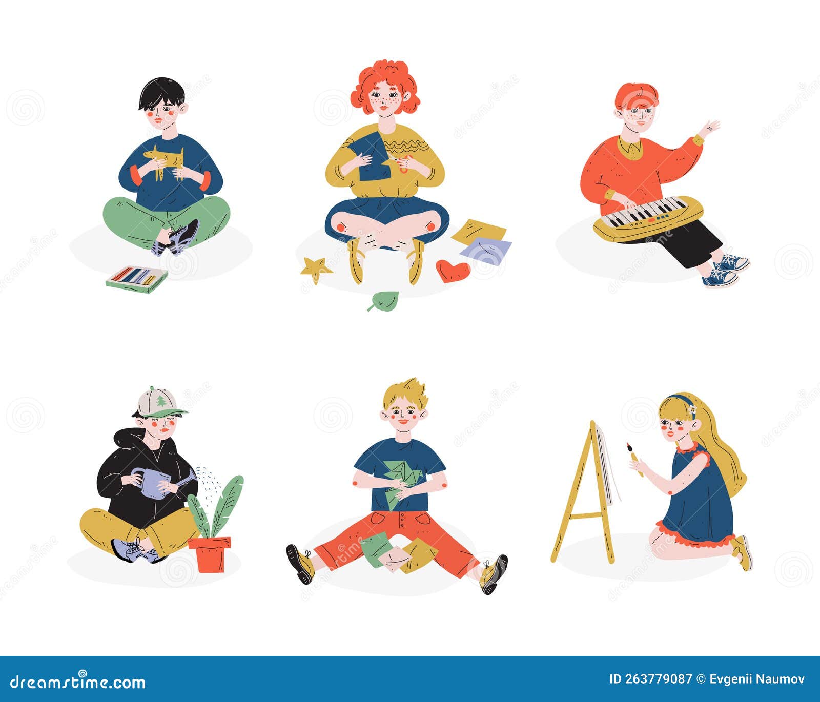 Creative and Artistic Kids Having Various Hobby and Activity Vector Set ...