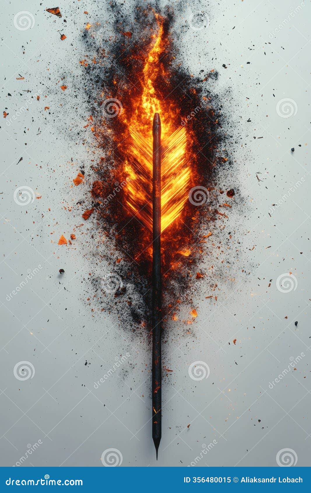 Creative Artistic Representation of a Fiery Feather Quill Pen Exploding ...
